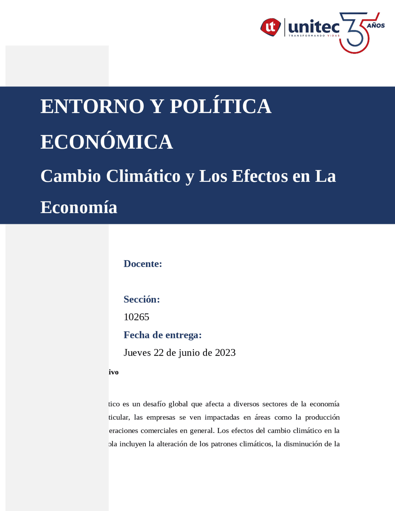 Ensayo Cambio Climático Monografías Ensayos De Economía Docsity