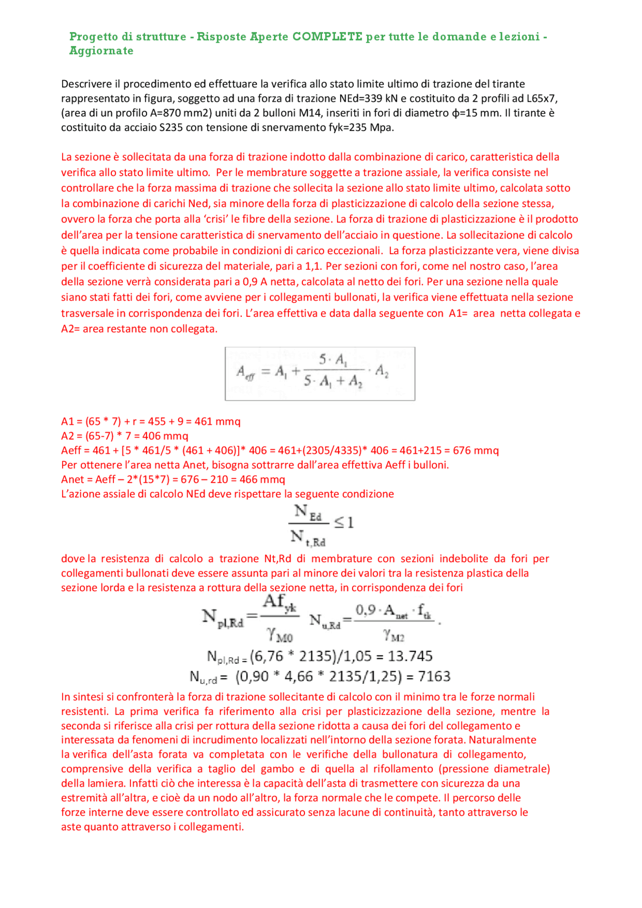Progetto di strutture - Risposte Aperte COMPLETE per tutte le domande e lezioni - Aggiorna ...