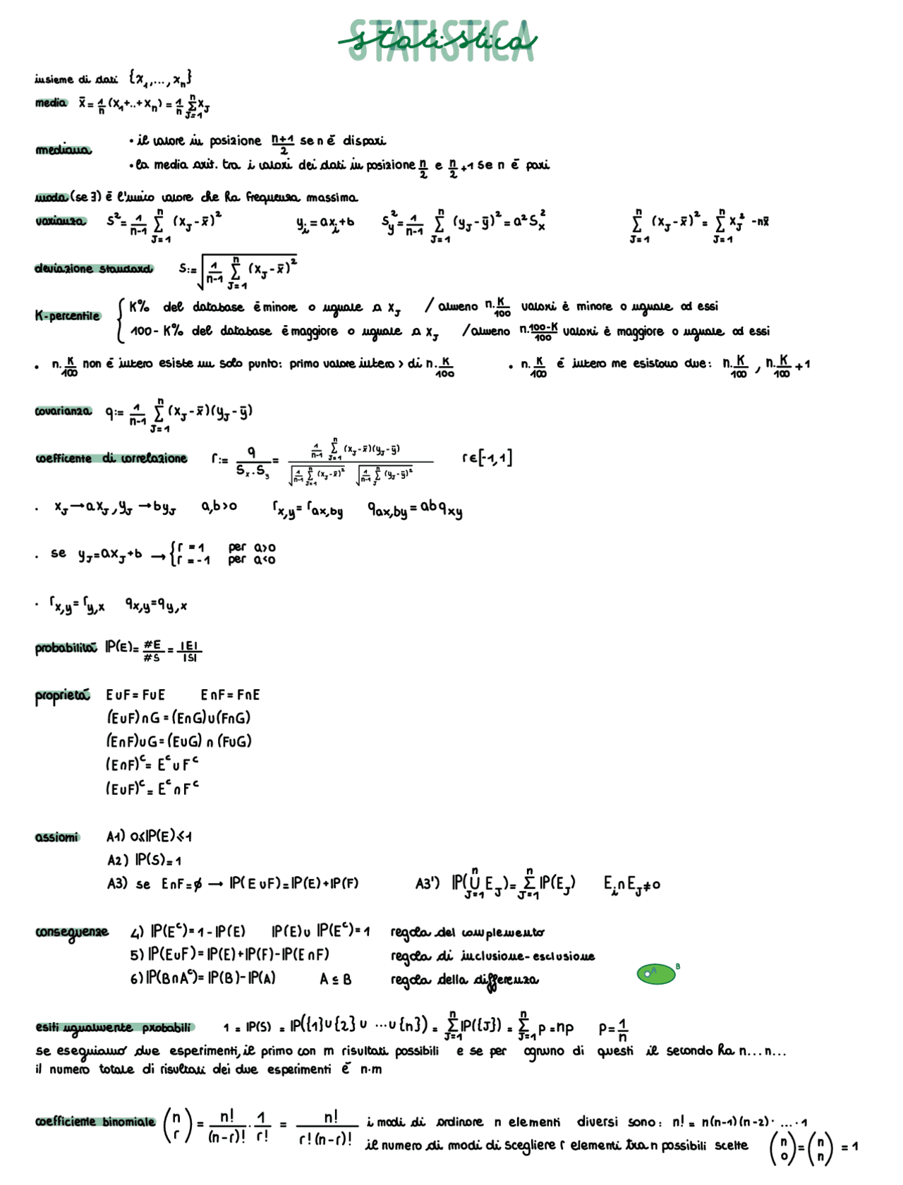 Riassunto Schemi Formule Dellintero Corso Di Statistica I Schemi E