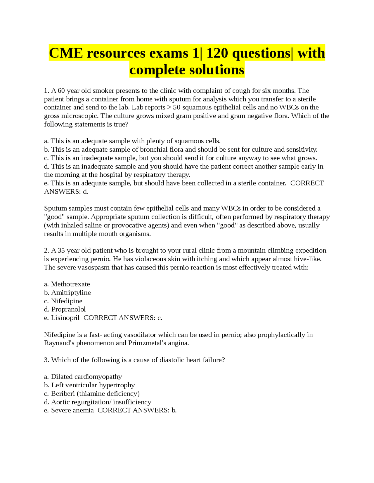 Cme Resources Exams 1 120 Questions Withcomplete Solutions Exams