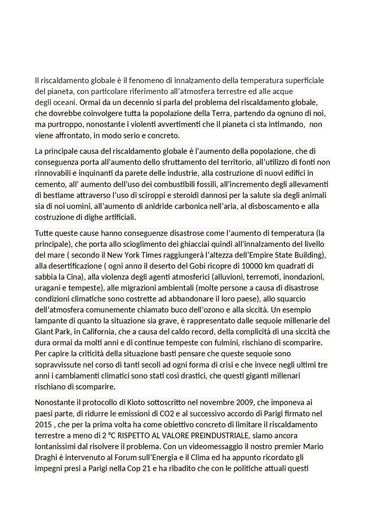 il riscaldamento globale, il punto di non ritorno | Study notes ...