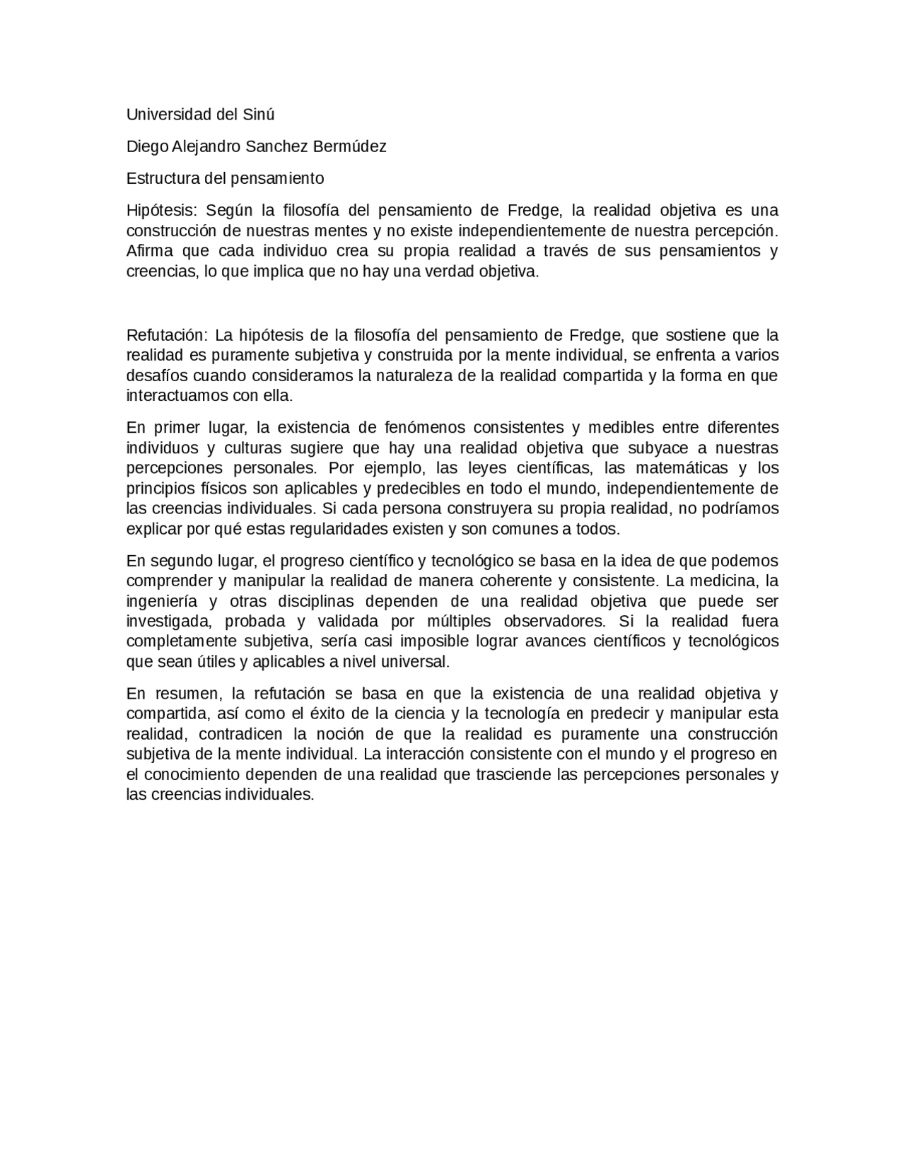 Filosofia de Fredge una hipotesis sobre el pensamiento | Ejercicios de ...