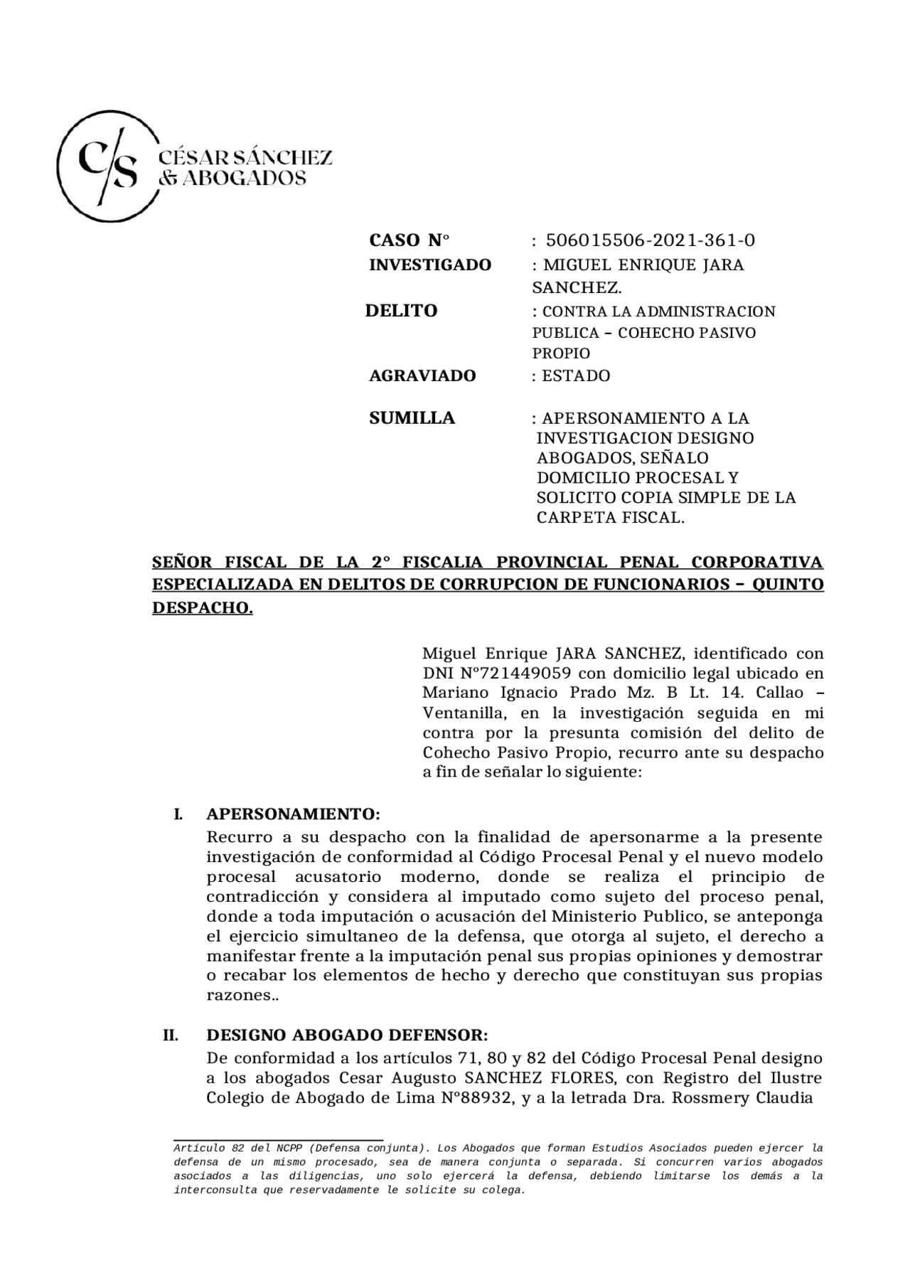 Defensa conjunta en el proceso penal - Prof. Chavez | Monografías ...