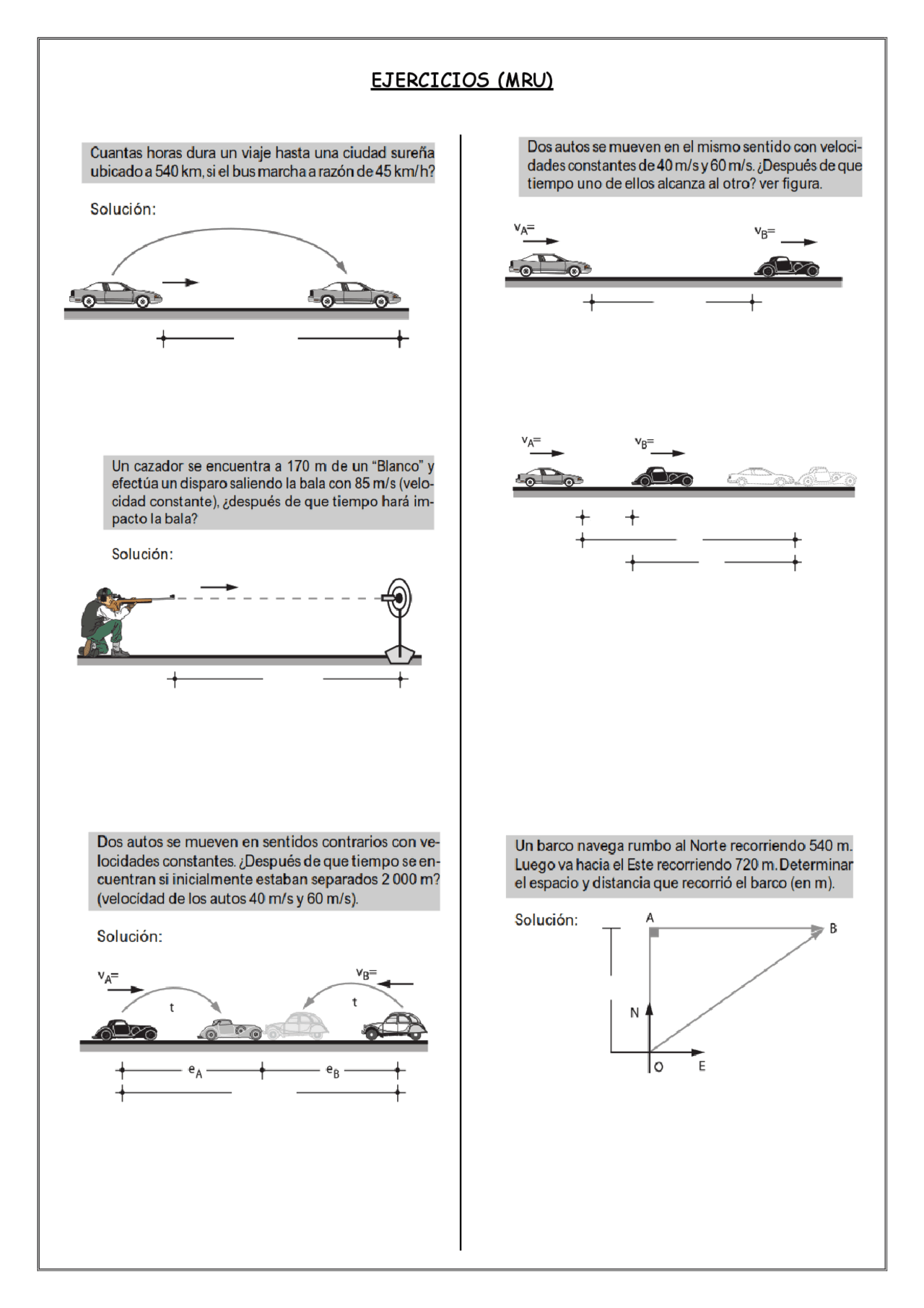 ejercicios MRU y MRUV resueltos | Ejercicios de Física | Docsity