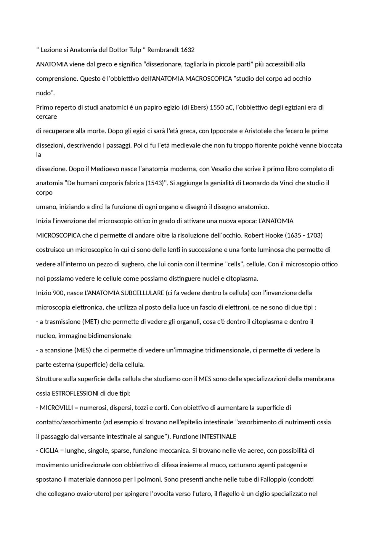 Introduzione Anatomia Appunti Di Anatomia Docsity