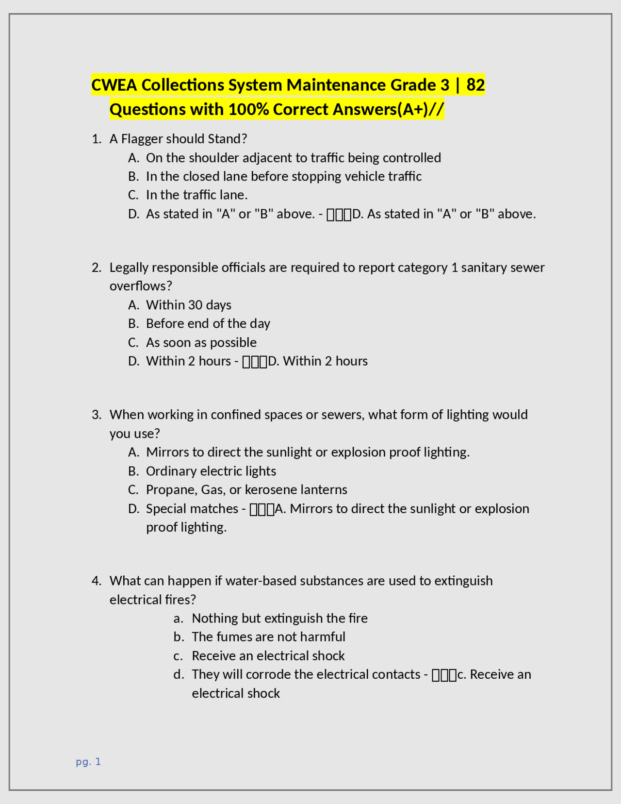 Cwea Collections System Maintenance Grade 3 82 Questions With 100
