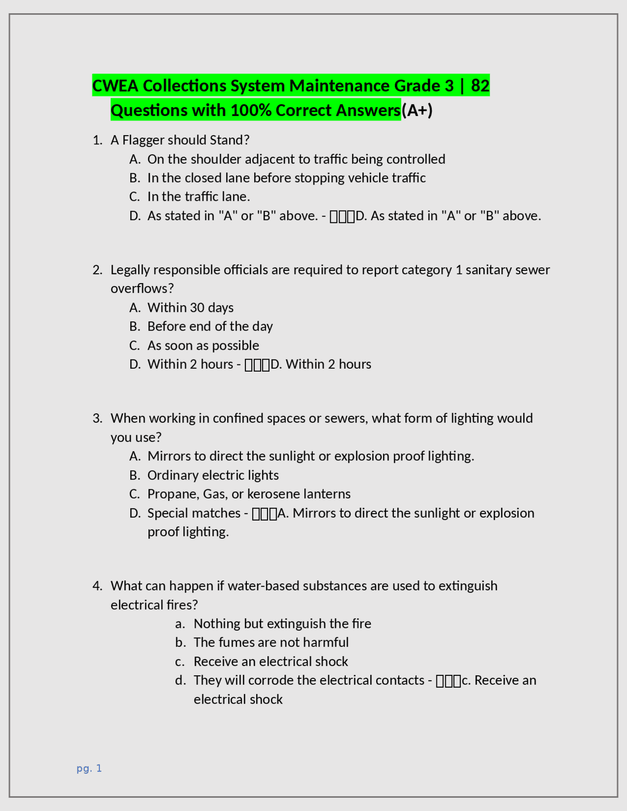 Cwea Collections System Maintenance Grade 3 82 Questions With 100