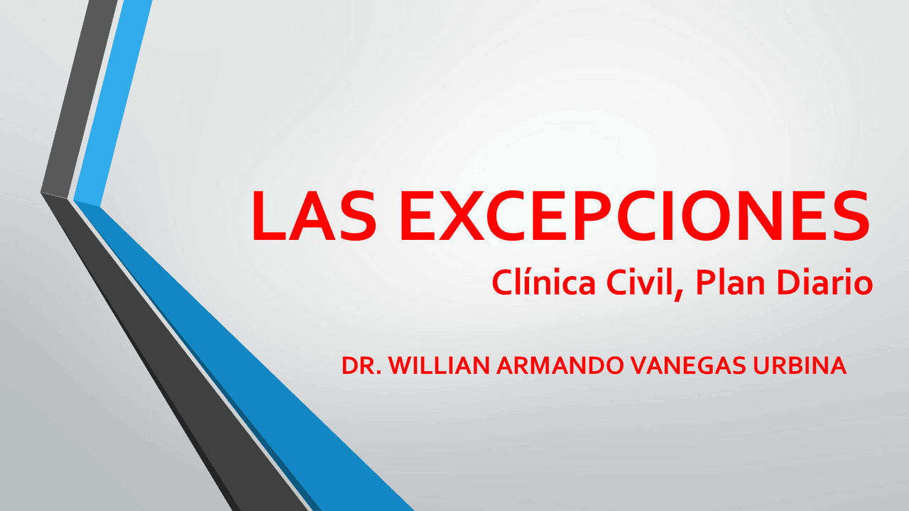 EXCEPCIONES EN CIVIL | Diapositivas de Derecho Civil | Docsity