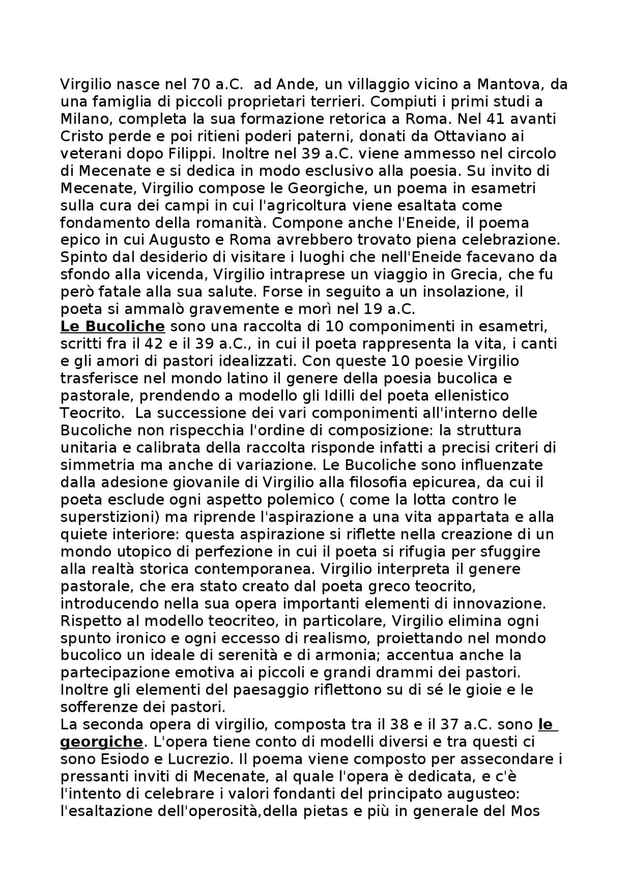 Riassunto Su Virgilio Appunti Di Latino Docsity