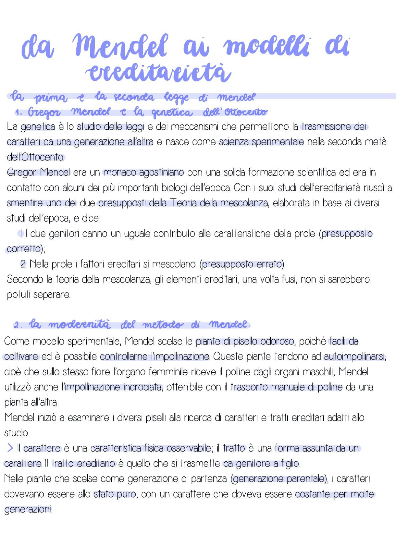 Leggi Di Mendel E Modelli Di Ereditarietà Appunti Di Biologia Docsity