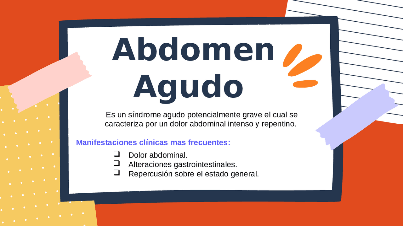 Abdomen agudo, definicion, causas, clasificacion, fisiopatologia ...