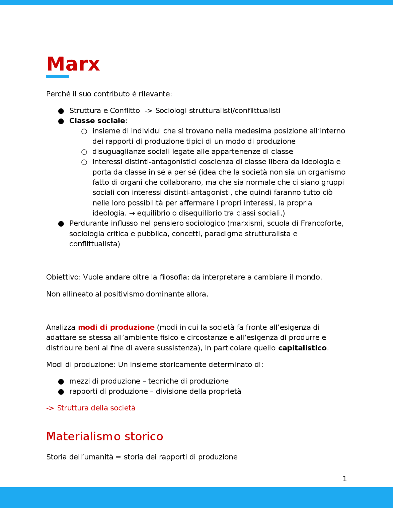 Marx Schema Completo Schemi E Mappe Concettuali Di Sociologia Docsity