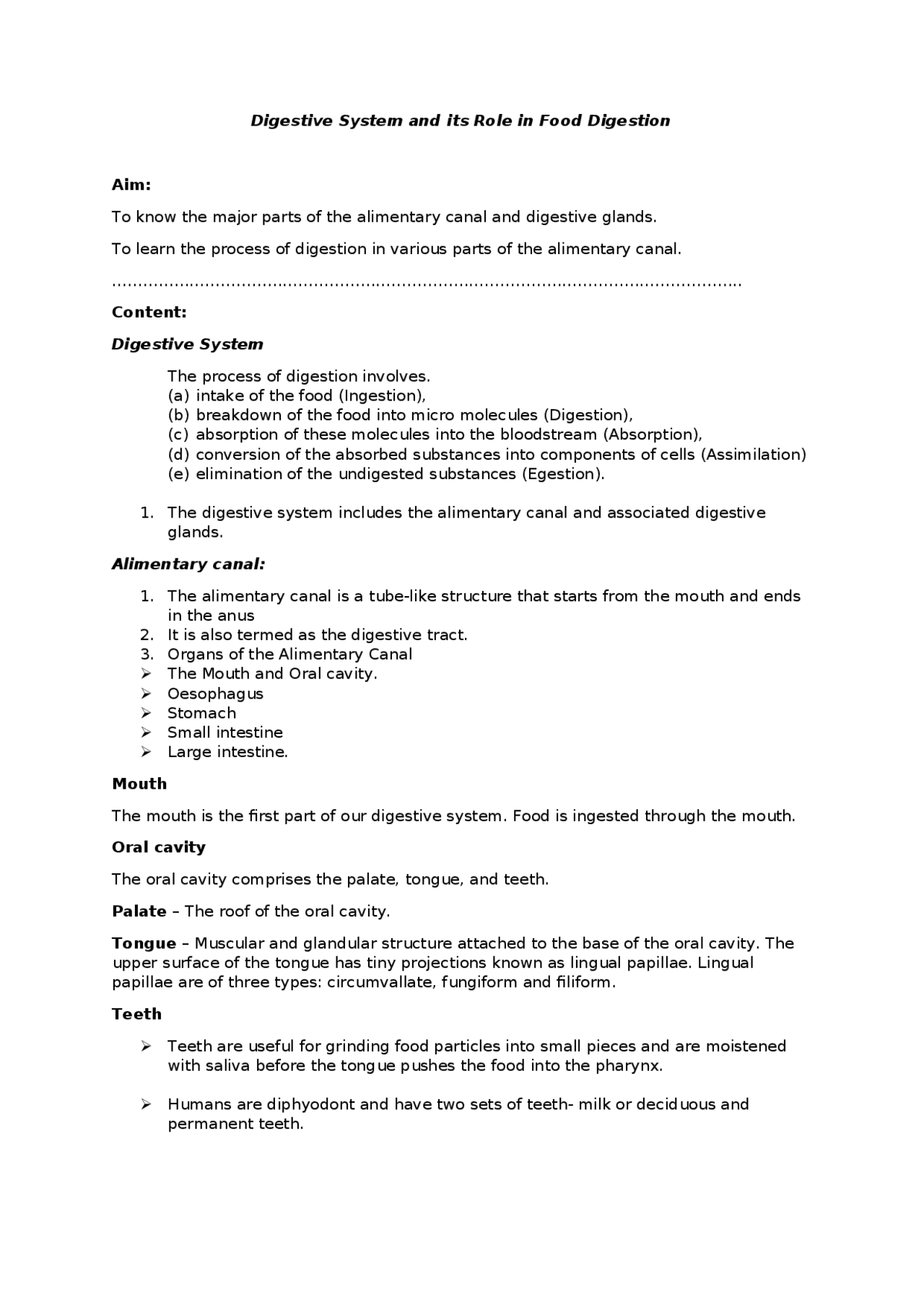 Human Anatomy - Digestive System and its role in digestion | Study ...