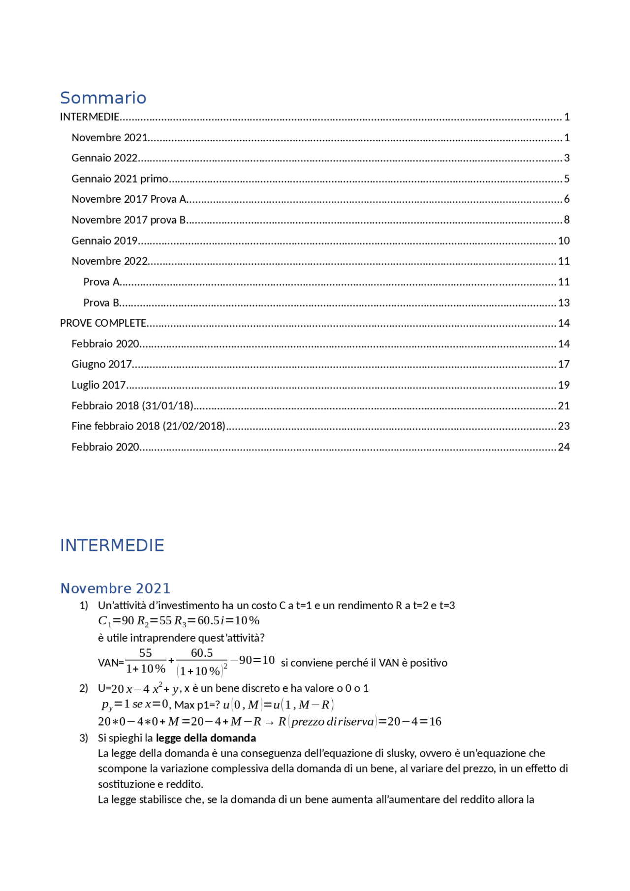 Prove Intermedie Ed Esami Completi Microeconomia Zappia Prove Desame