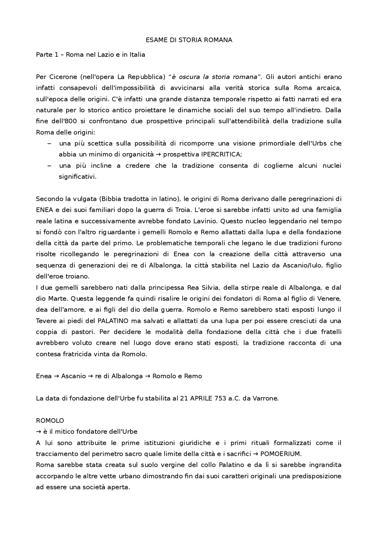 Riassunto De La Città E Limpero Appunti Di Storia Romana Docsity
