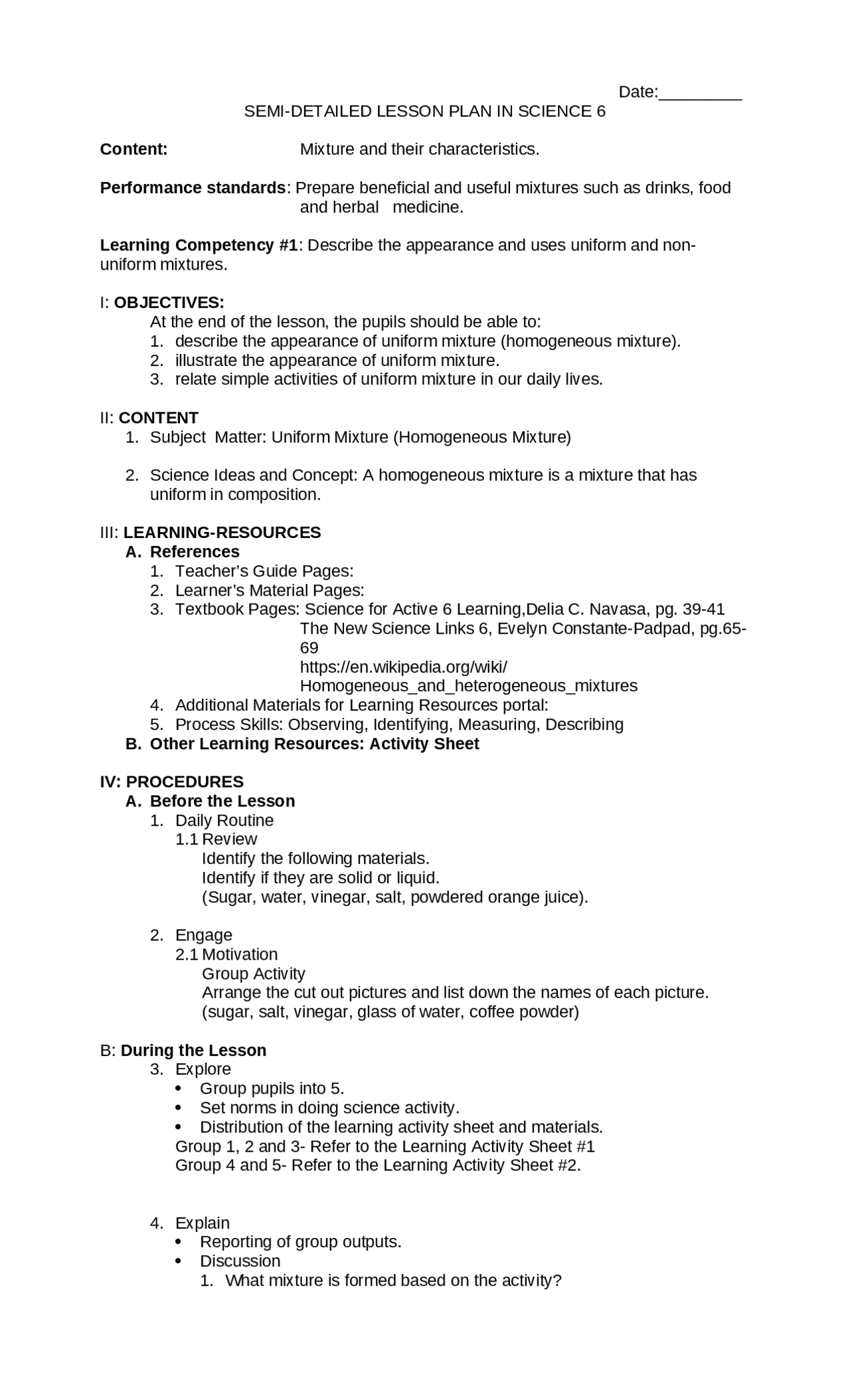Lesson Plan In Science Summaries Earth Science Docsity