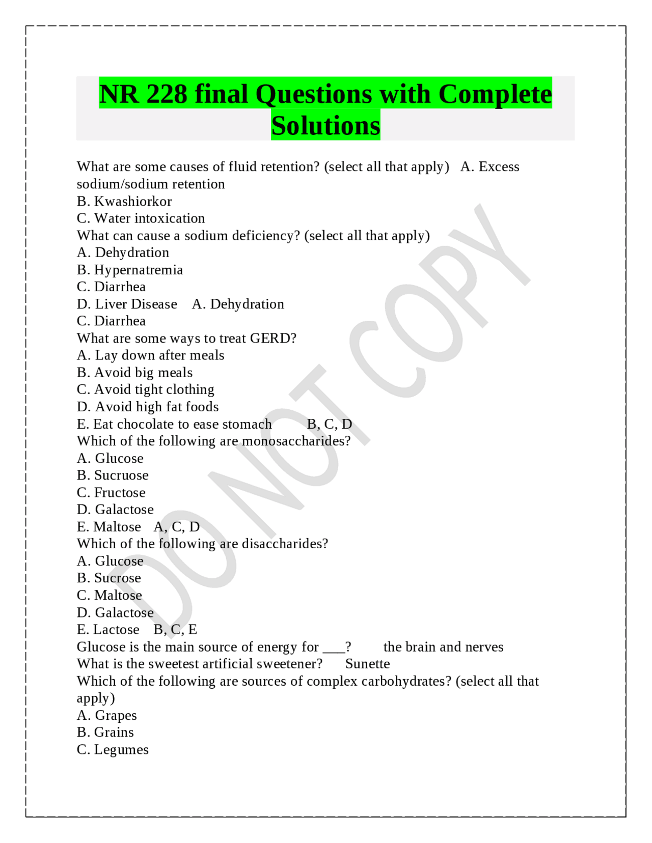 Nr 228 Final Questions With Complete Solutions Exams Nursing Docsity