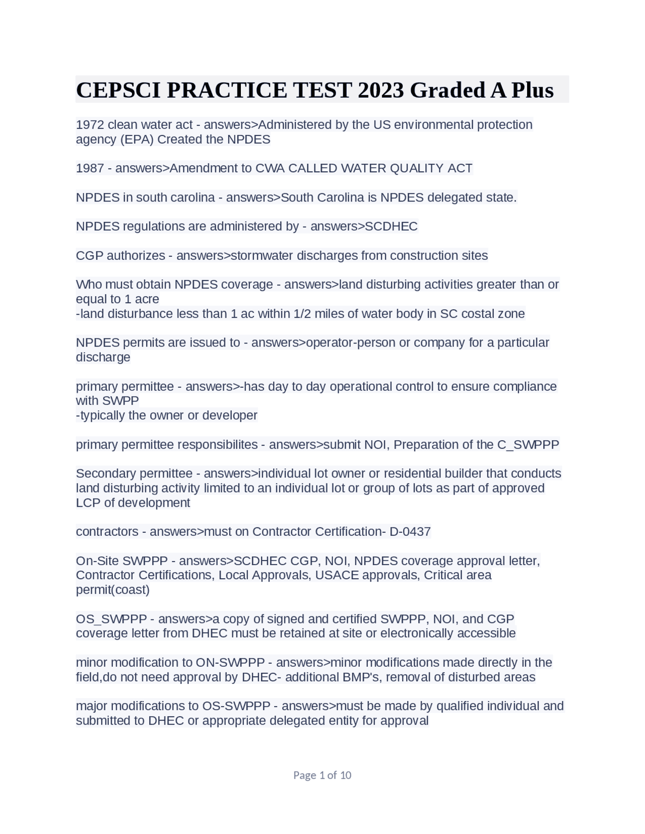 CEPSCI PRACTICE TEST 2023 Graded A Plus | Exams Laboratory Practices ...