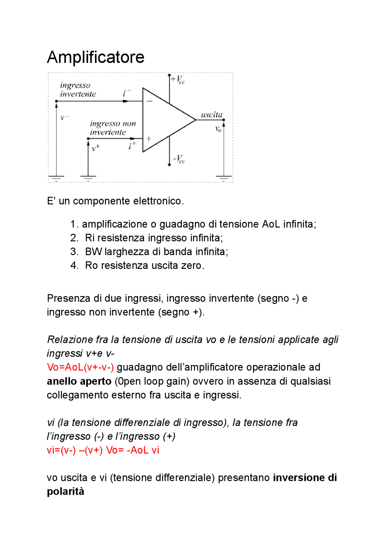 Amplificatore teoria ed esercizi | Dispense di Telecomunicazioni | Docsity
