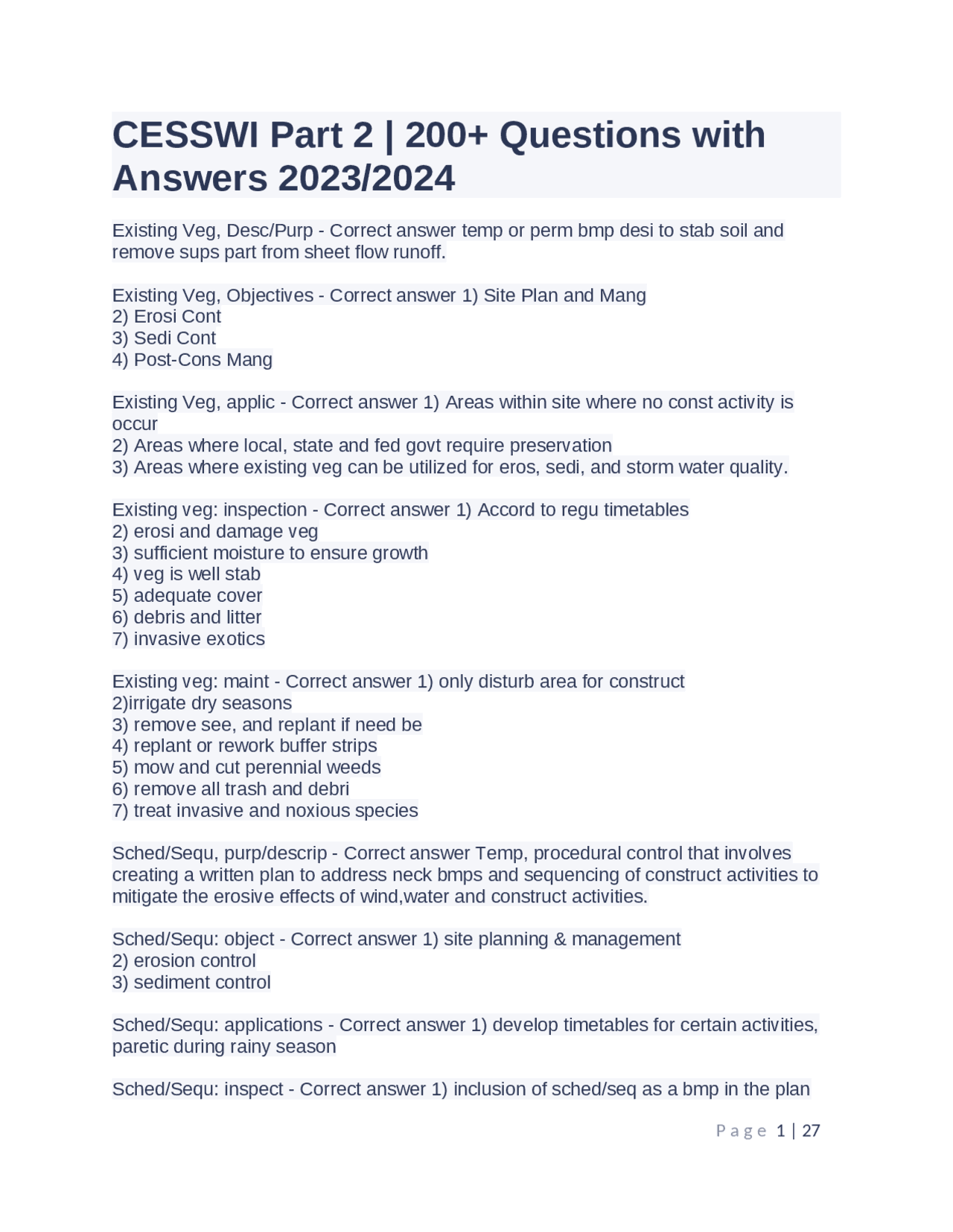 CESSWI Part 2 | 200+ Questions with Answers 2023/2024 | Exams Marketing ...
