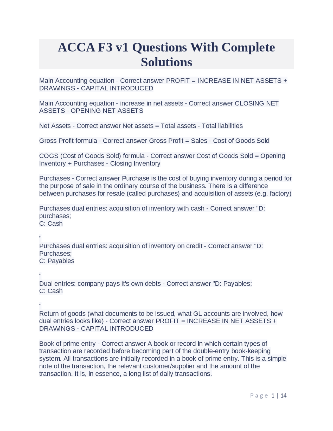 ACCA F3 v1 Questions With Complete Solutions | Exams Verilog and VHDL ...