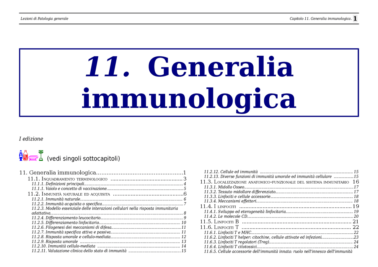 Cenni di immunologia | Schemi e mappe concettuali di Immunologia | Docsity