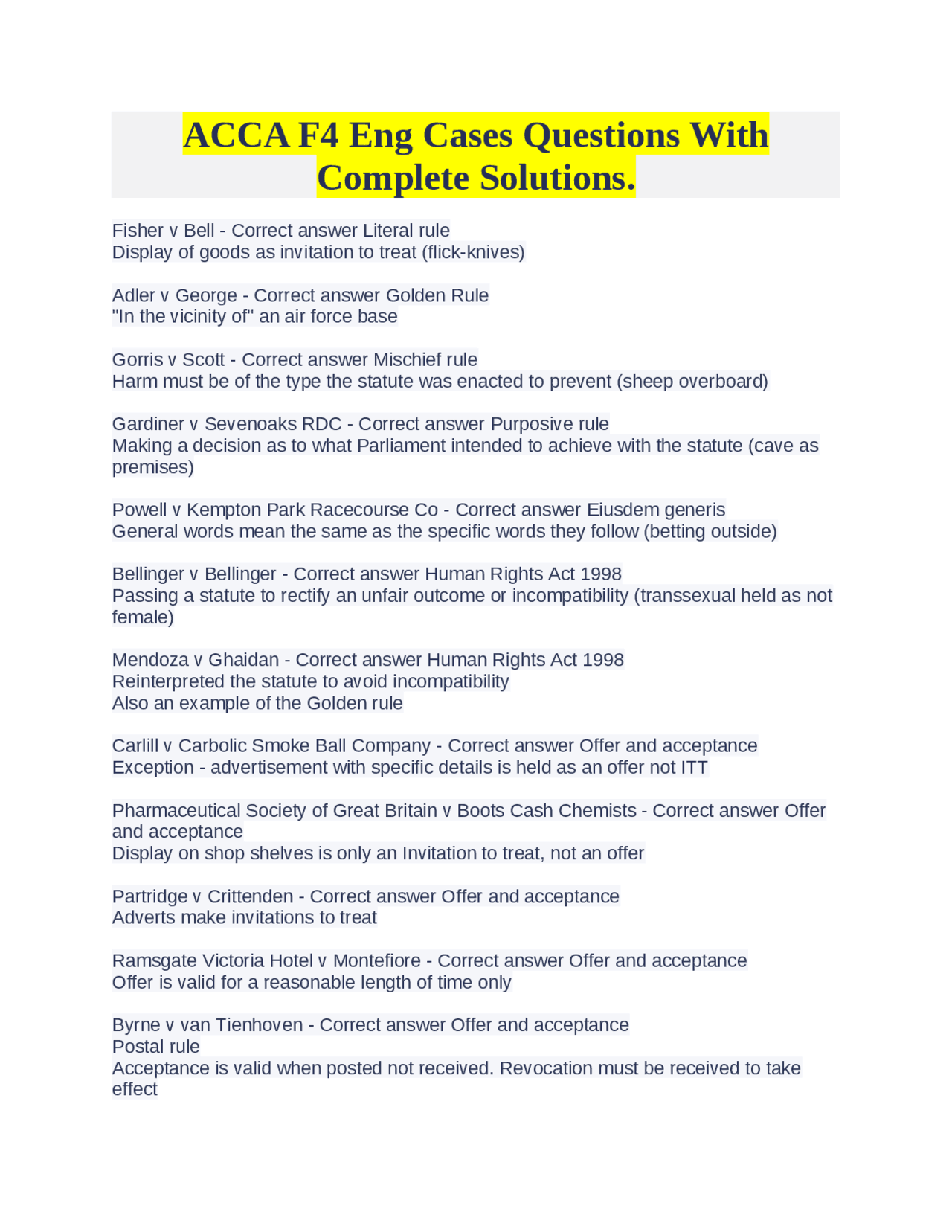 ACCA F4 Eng Cases Questions With Complete Solutions. | Exams Economics Concepts for Engineers ...