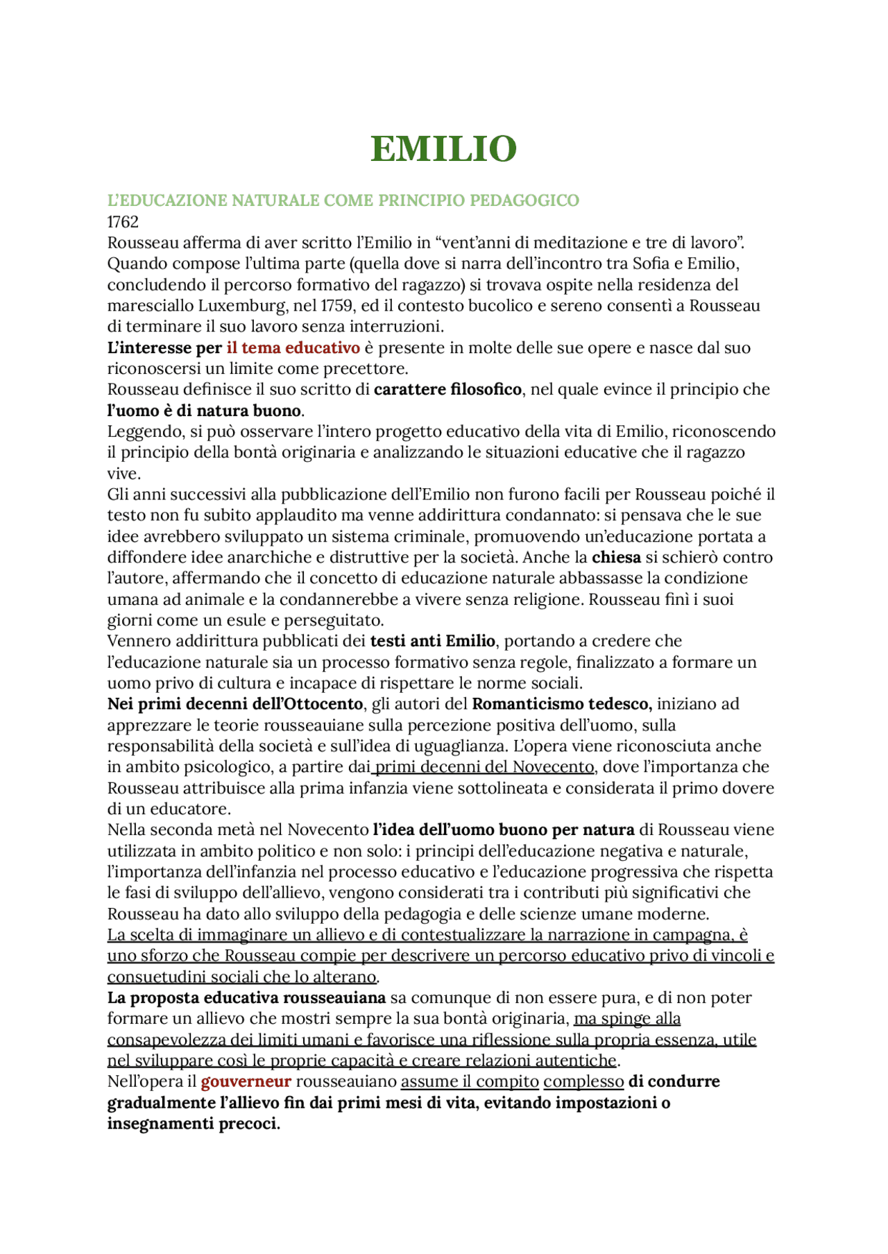 Riassunto 5 Libri Emilio Di Rousseau Appunti Di Pedagogia Docsity