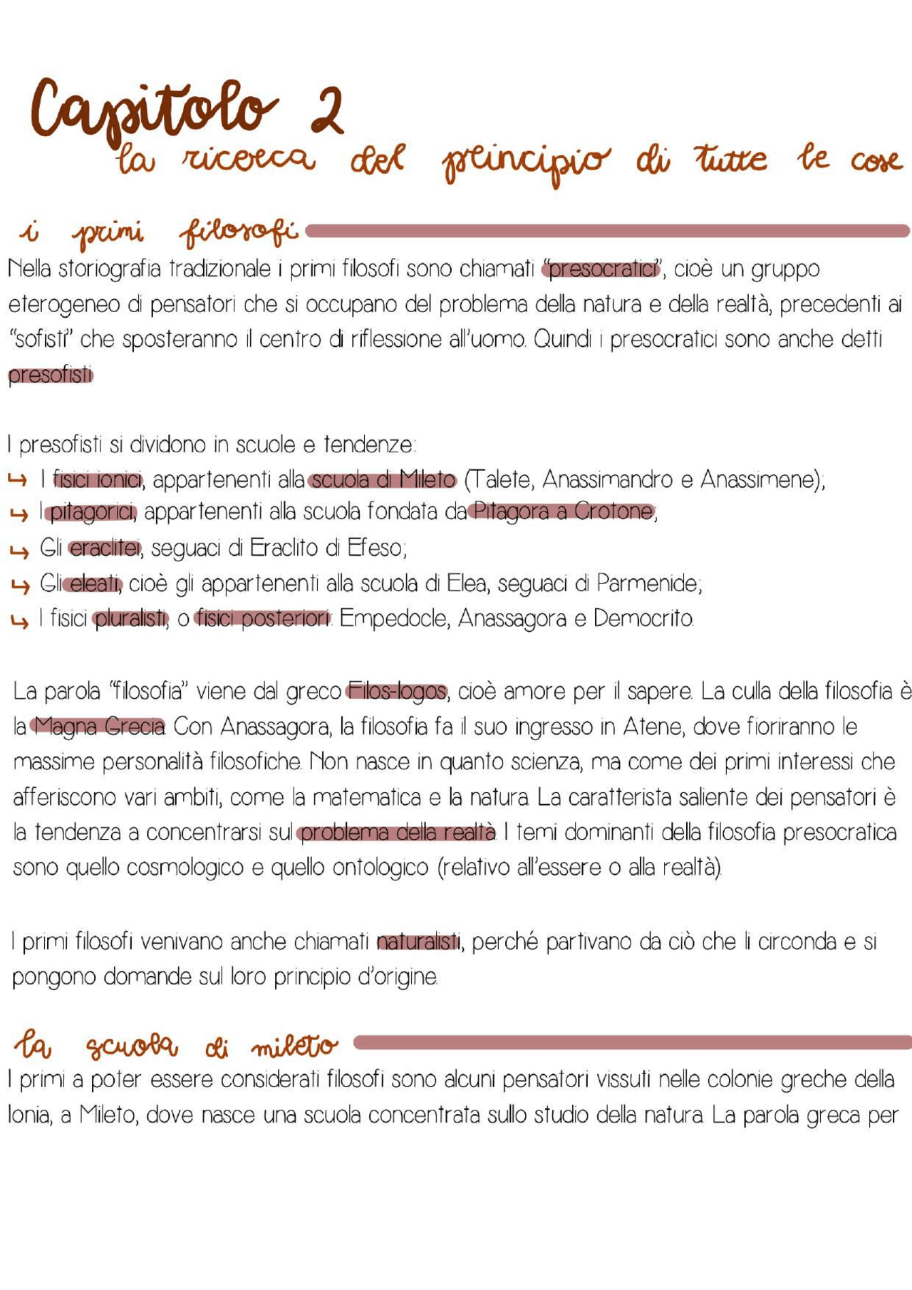 I presocratici: Talete, Anassimandro, Anassimene, Pitagora ed Eraclito ...