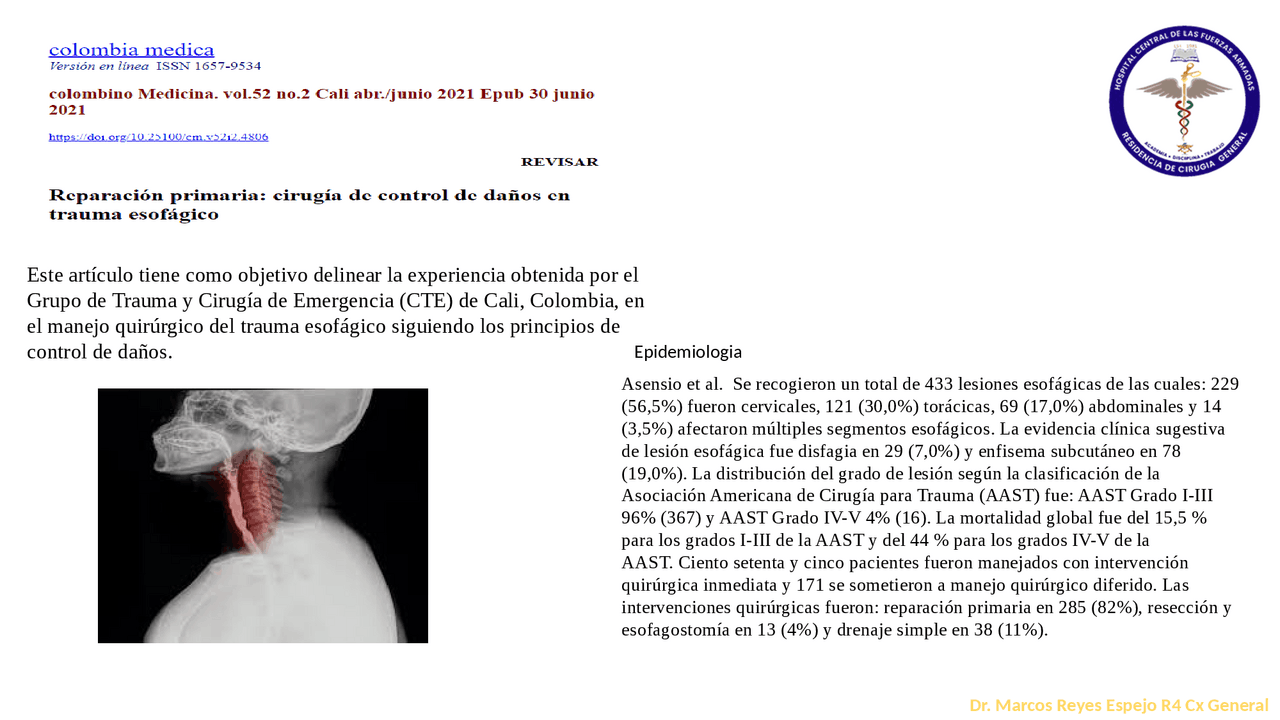 Traumatismo esofagico | Diapositivas de Medicina | Docsity