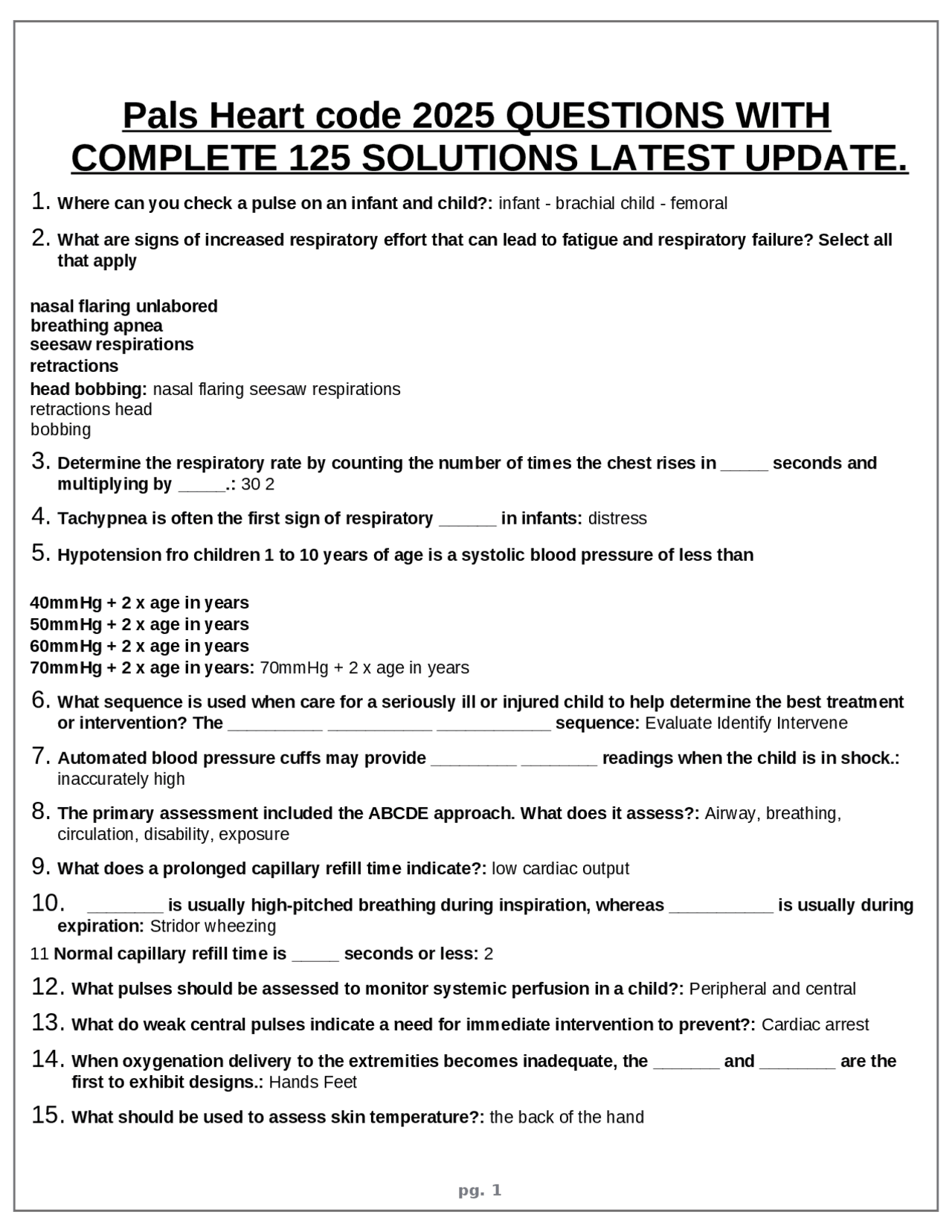 Pals Heart code 2025 QUESTIONS WITH COMPLETE 125 SOLUTIONS LATEST ...