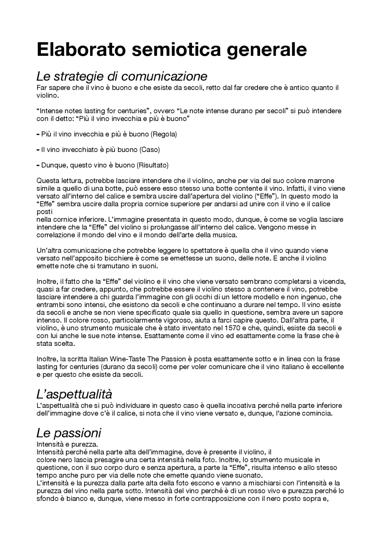 Elaborato semiotica generale | Prove d'esame di Semiotica | Docsity