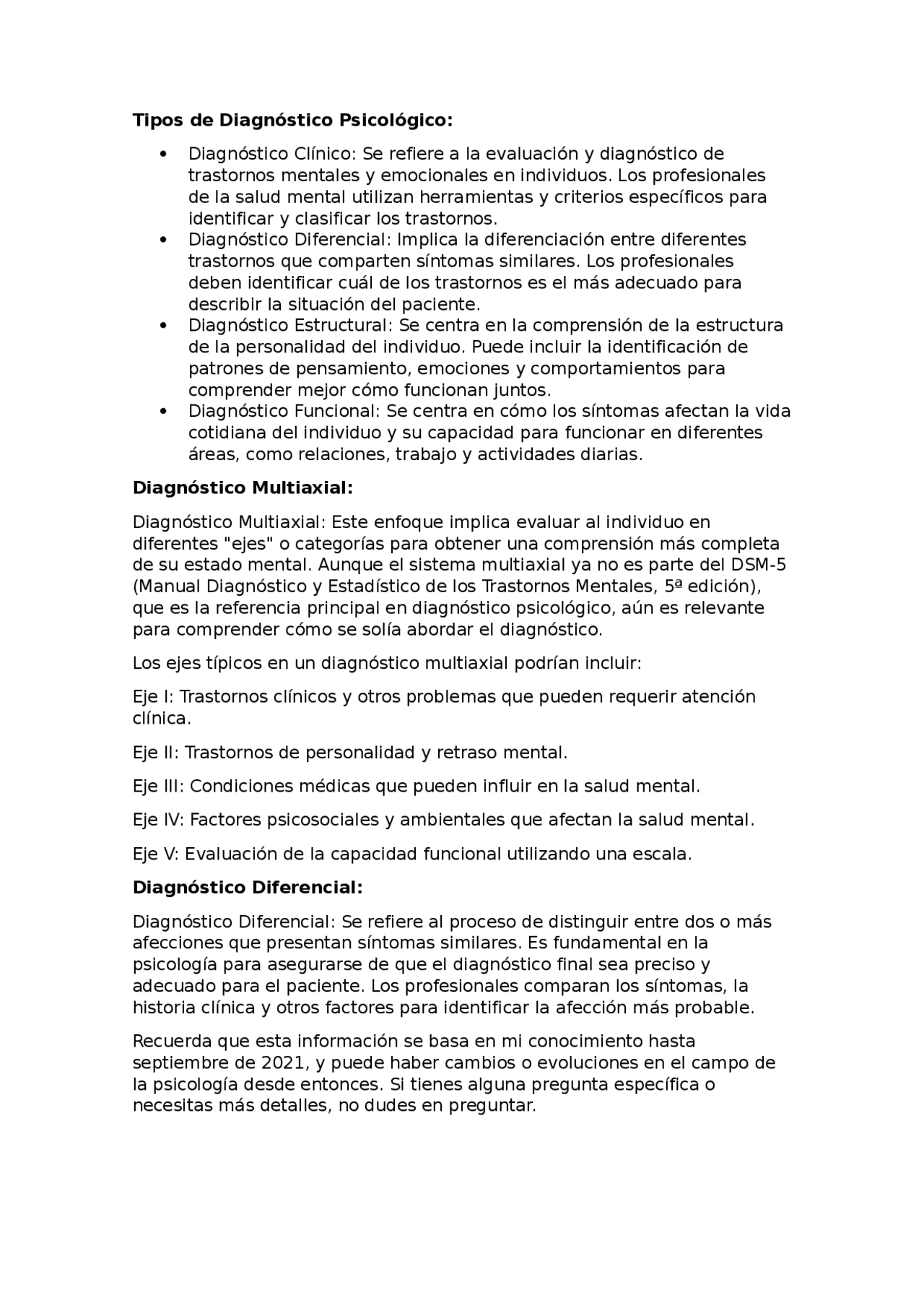 Tipos De Diagnósticos Psicológicos Apuntes De Psicología Docsity
