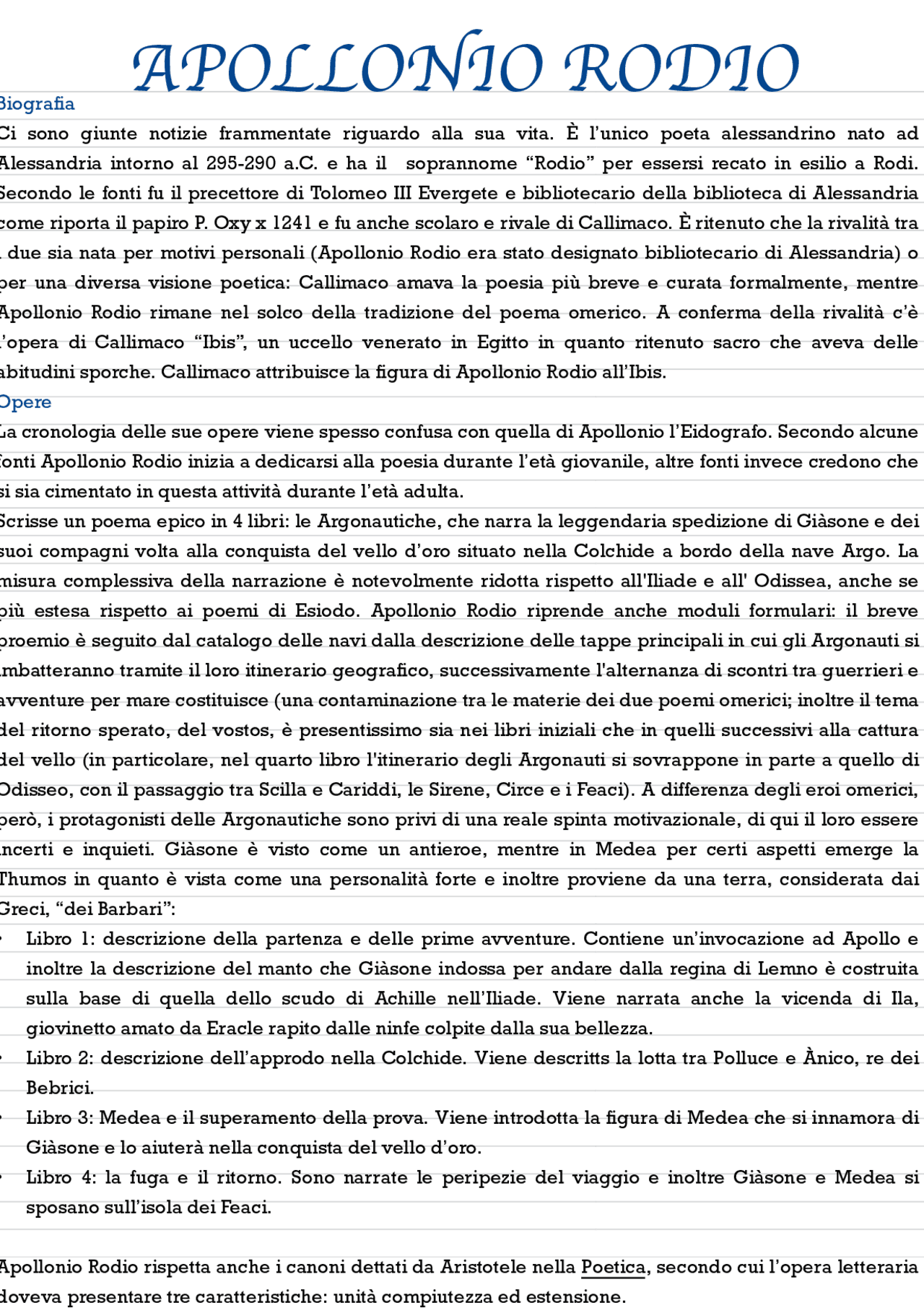 Apollonio Rodio: vita e opere (Argonautiche, Ibis). 5° liceo classico ...