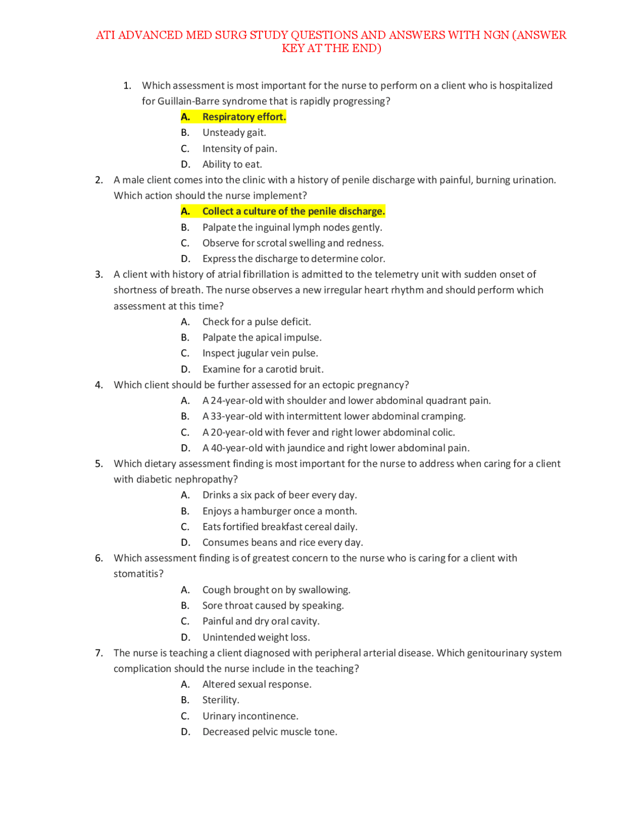 ATI ADVANCED MED SURG STUDY QUESTIONS AND ANSWERS WITH NGN (ANSWER KEY ...