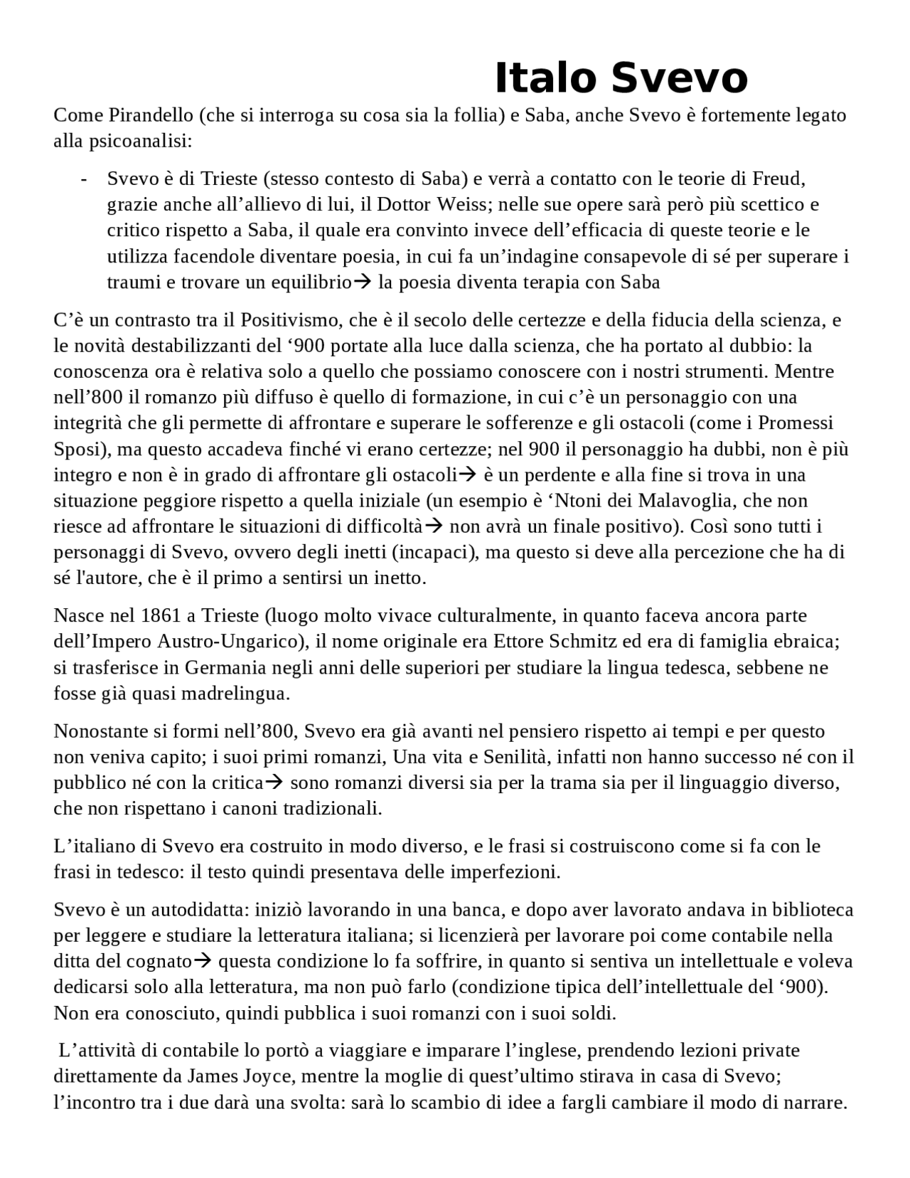 Analisi di Italo Svevo e delle opere: "una vita", "senilità" e "coscienza di zeno" | Appunti di ...