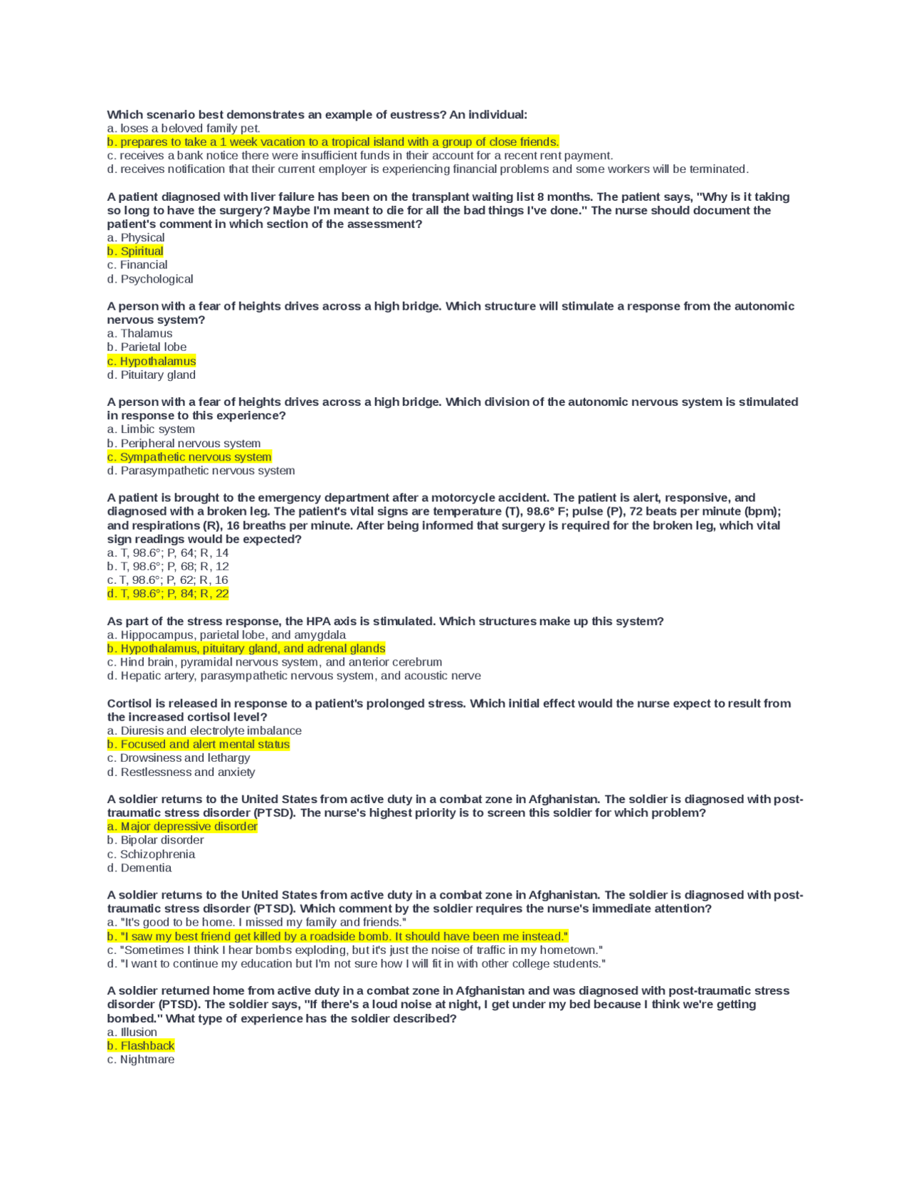 Mental Health Exam 3 Quizlet 2023 | Exams Nursing | Docsity