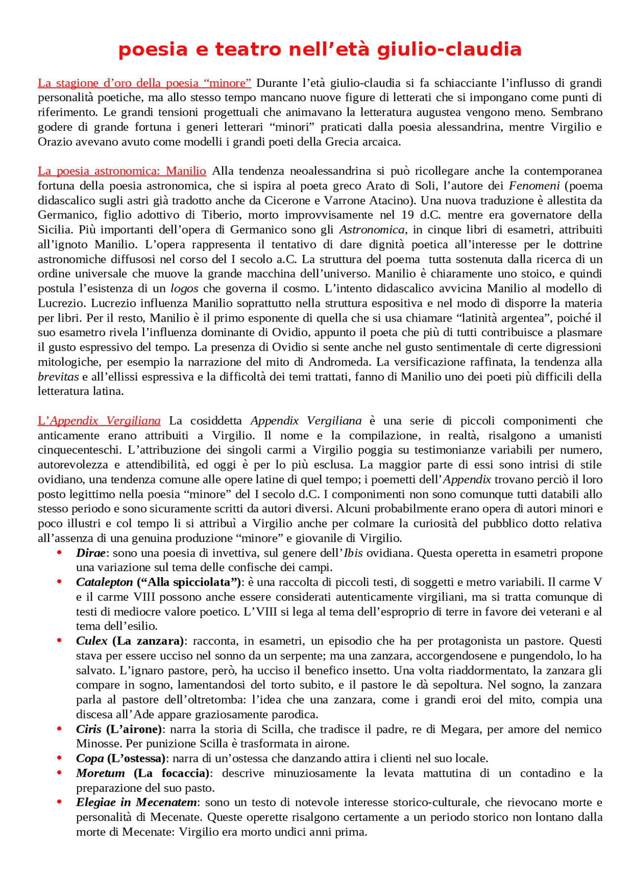 Poesia E Prosa Nelletà Giulio Claudia Appunti Di Latino Docsity