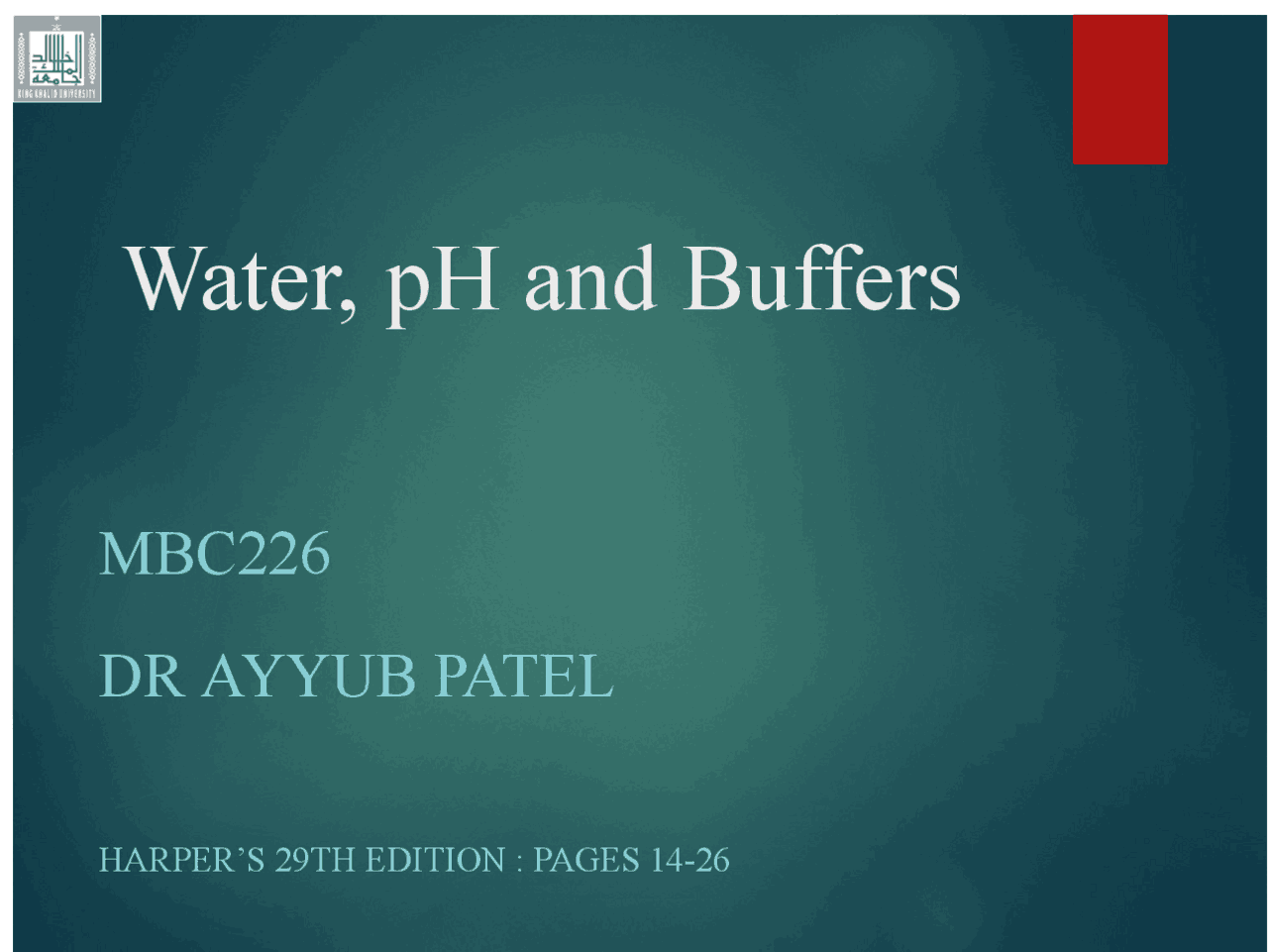 Watter And Buffers And Ph Lecture Notes Biochemistry Docsity