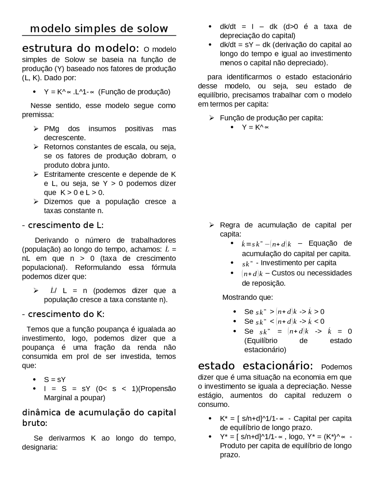 Resumo Modelo De Solow Simples Resumos Macroeconomia Docsity