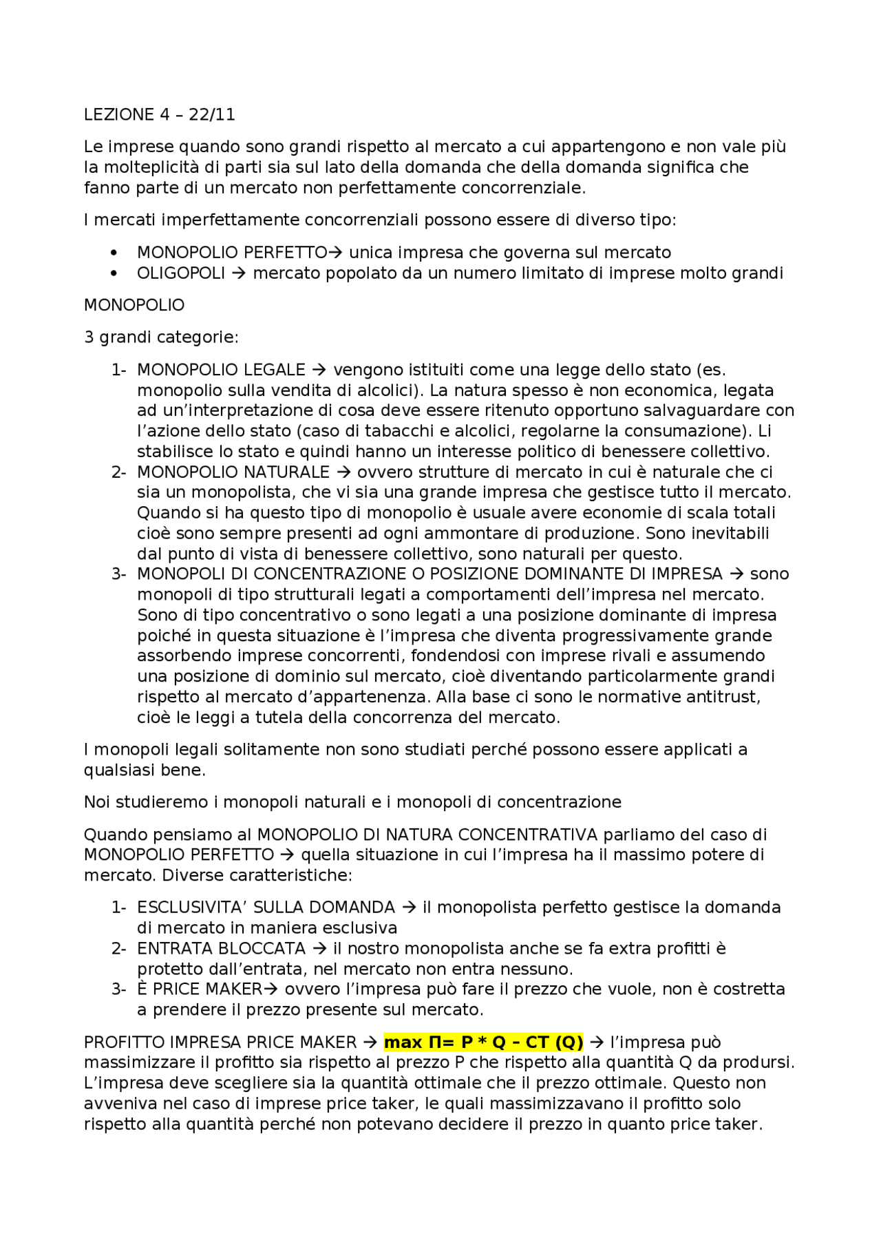 Microeconomia Tipologia Di Mercati Appunti Di Microeconomia Docsity