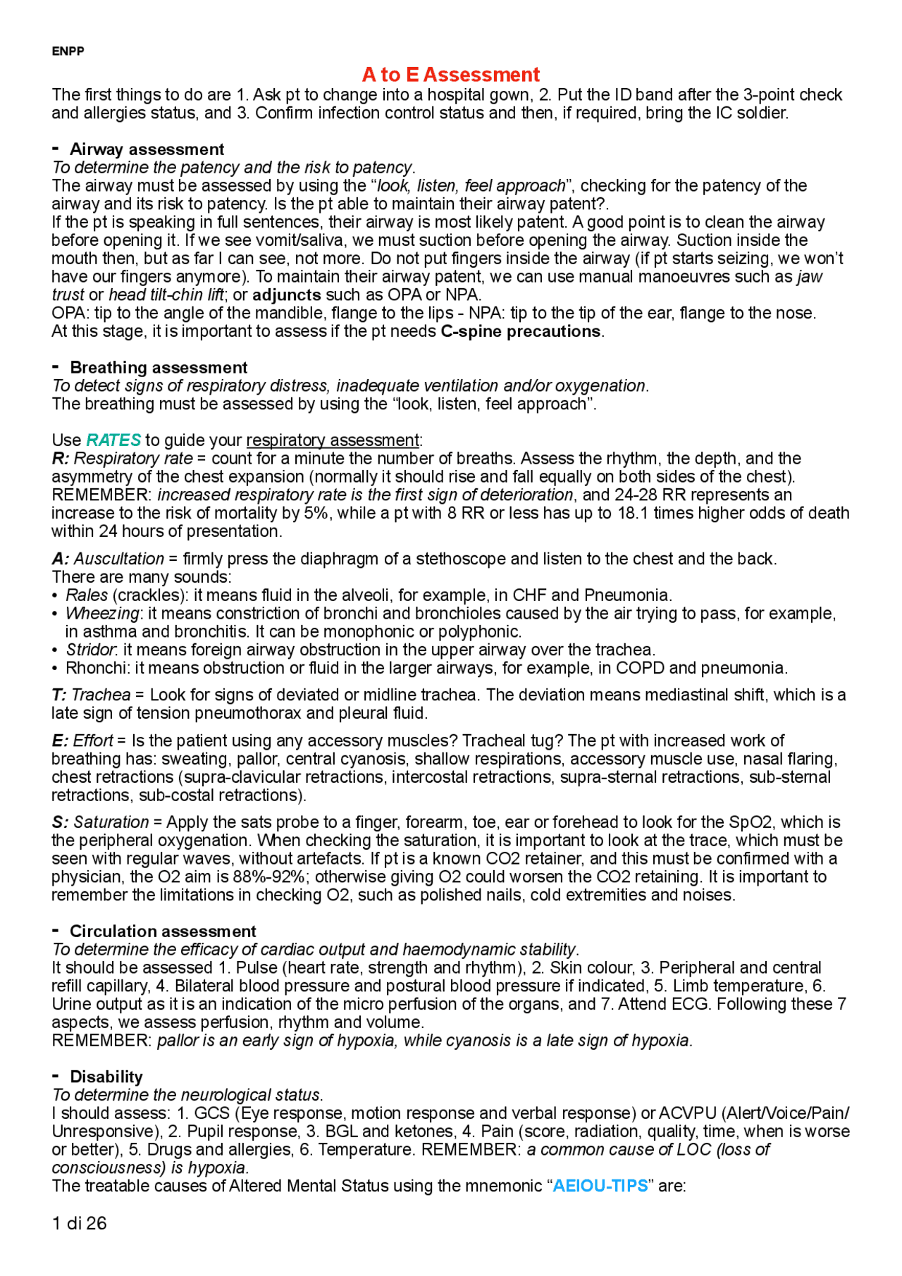 Nursing In Emergency Department Dispense Di Infermieristica Docsity