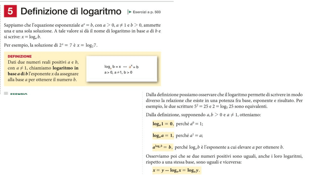 Esercizi logaritmi da svolgere | Schemi e mappe concettuali di Matematica | Docsity