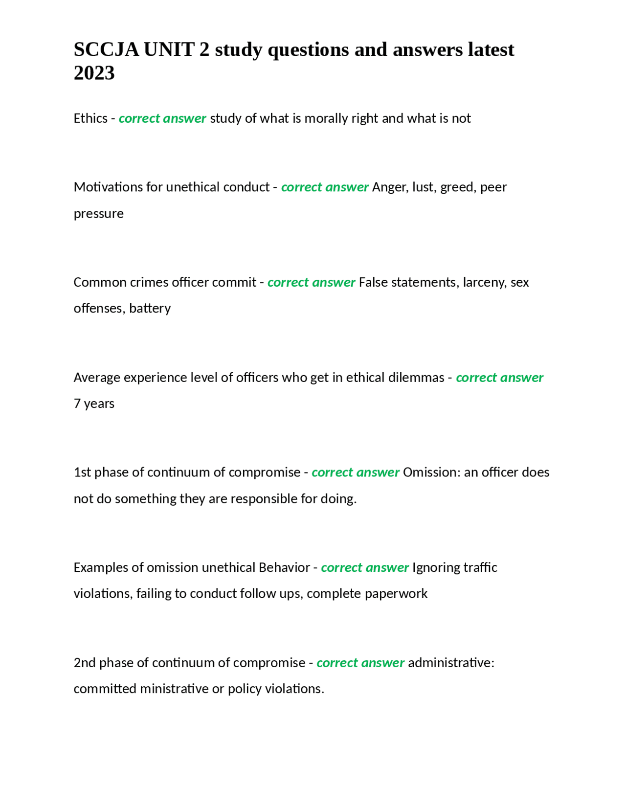 SCCJA UNIT 2 study questions and answers latest 2023.docx | Exams ...