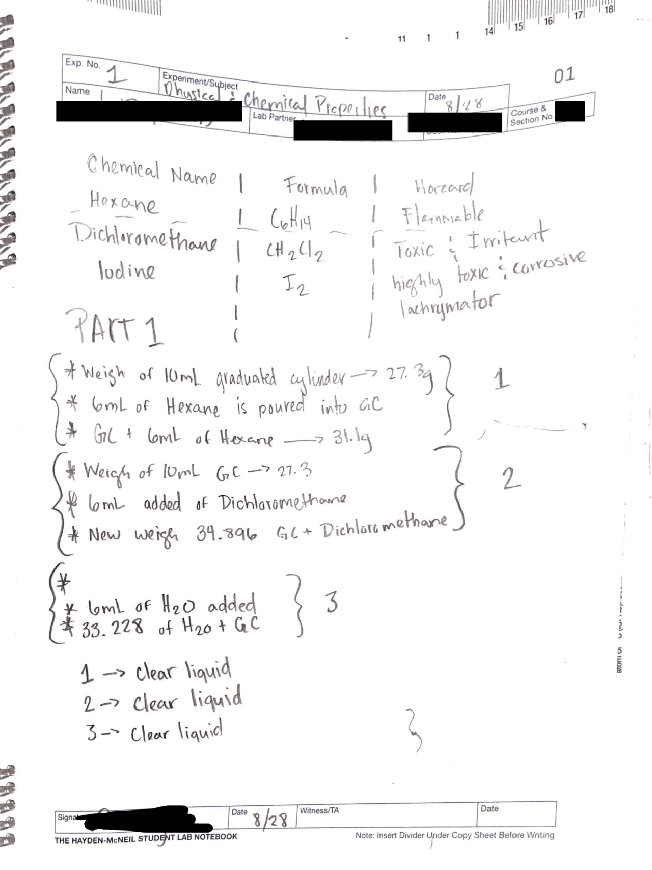 Chem 1212 Lab 1 Data Analysis & Discussion | Papers Chemistry | Docsity