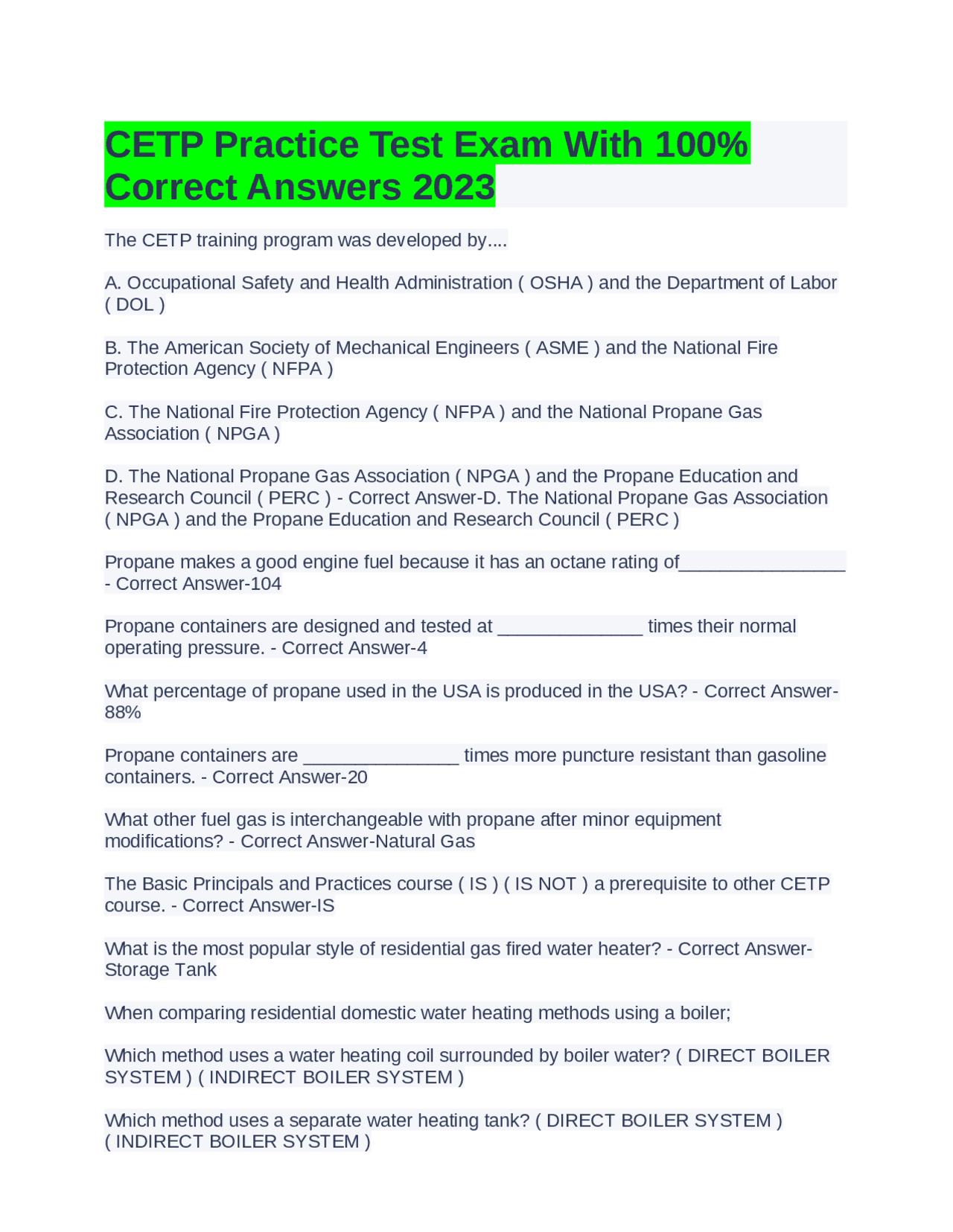 CETP Practice Test Exam With 100% Correct Answers 2023 | Exams ...