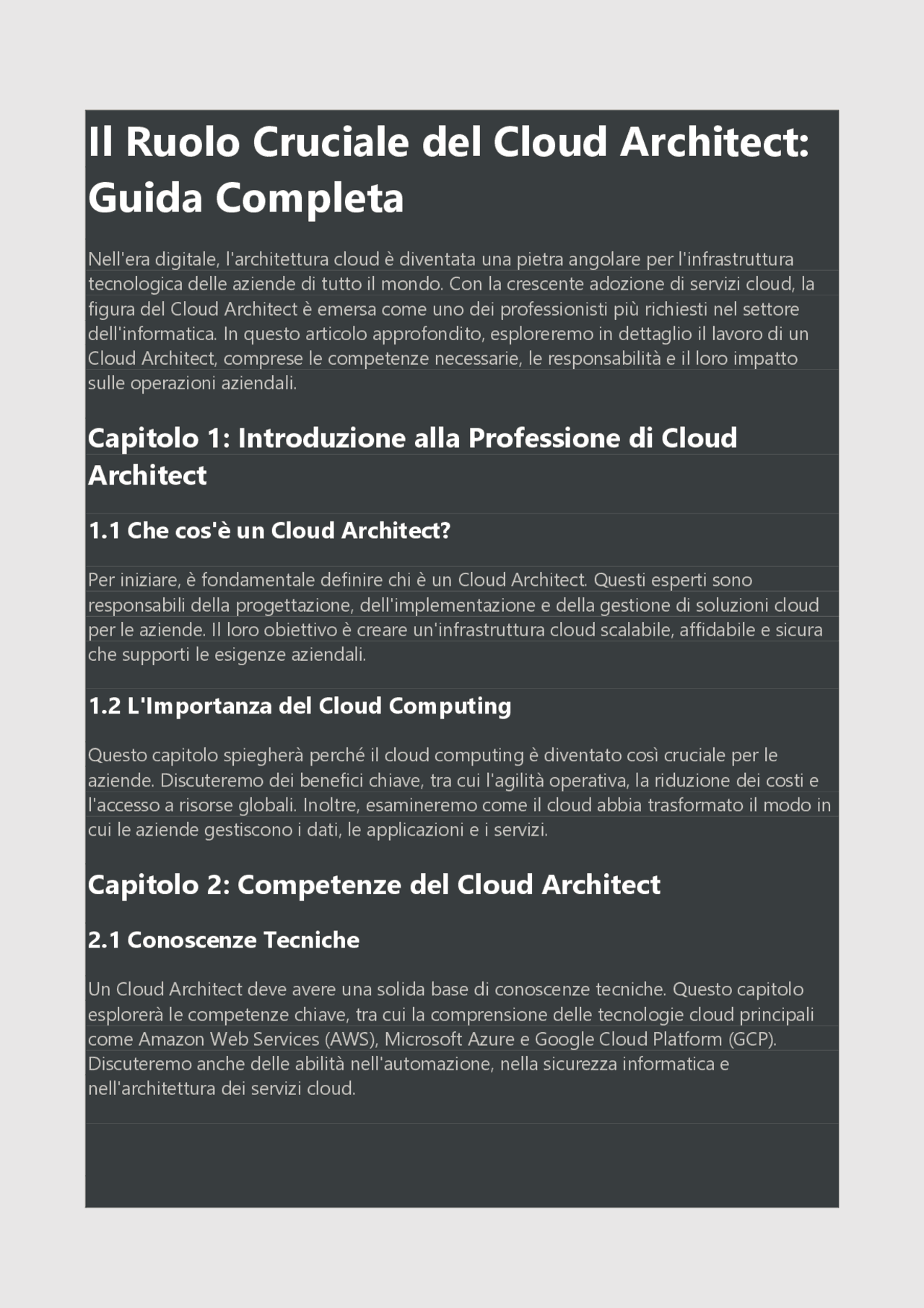 Il Ruolo Cruciale del Cloud Architect: Guida Completa | Schemi e mappe ...