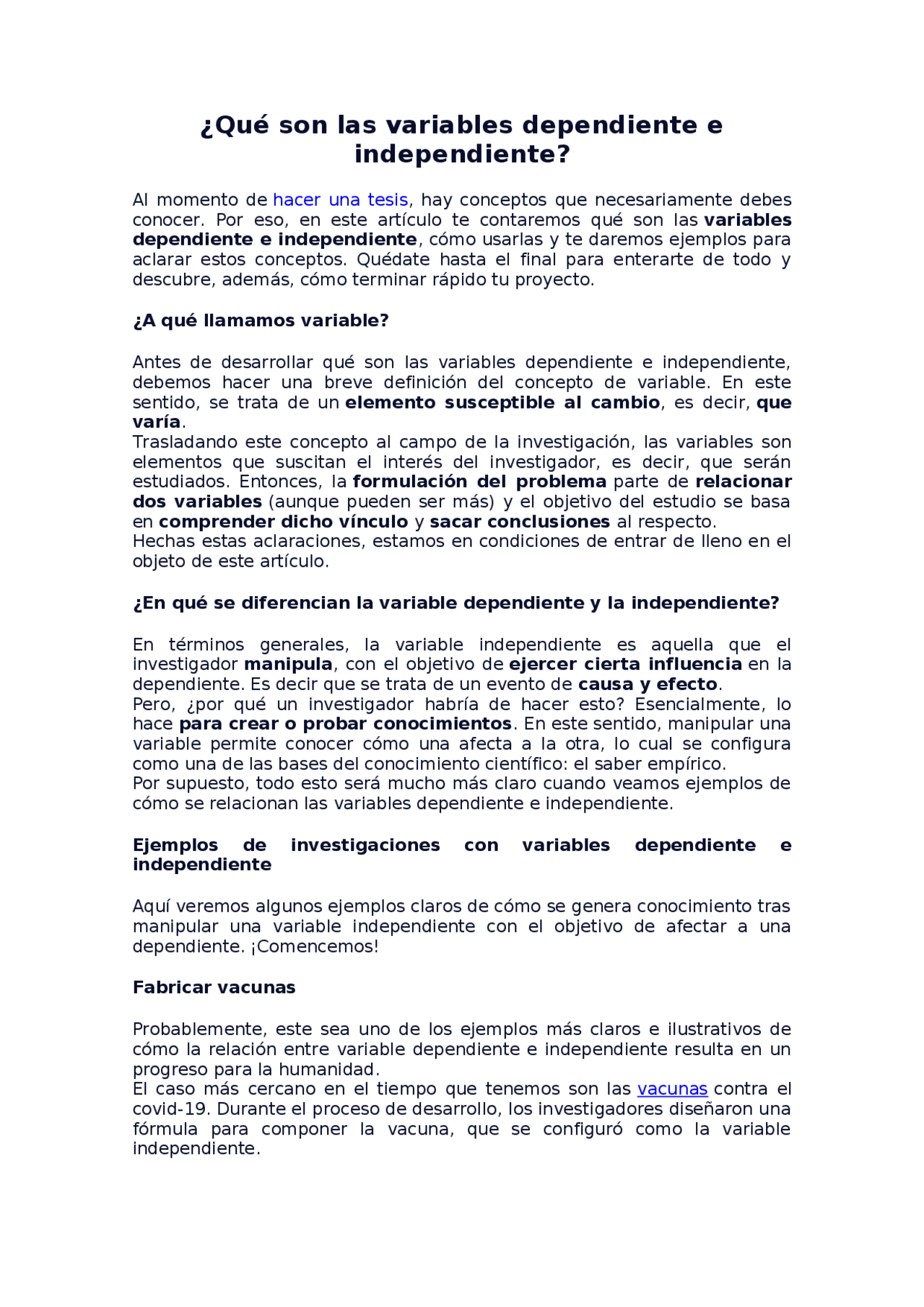 Variables dependiente | Apuntes de Matemáticas | Docsity