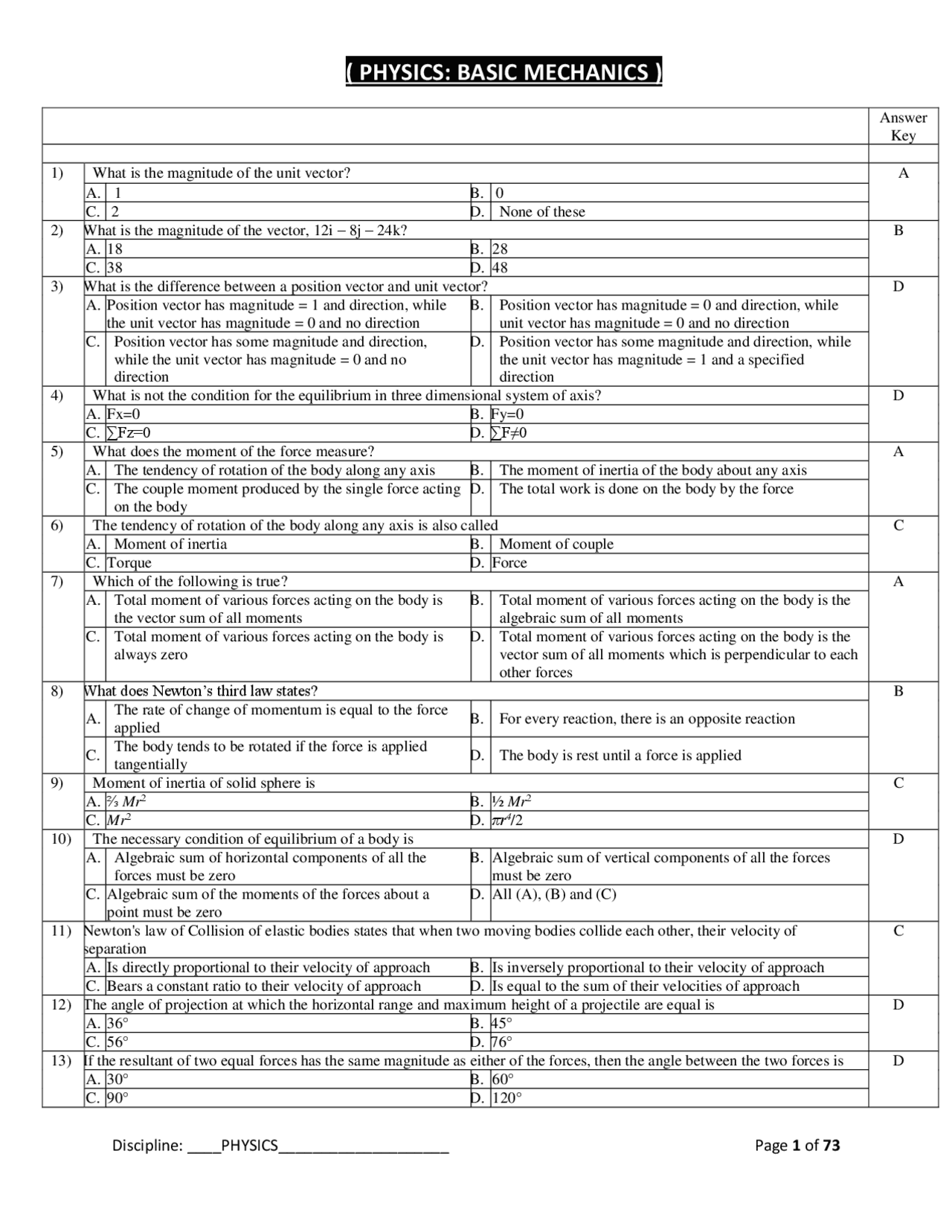 Physics Past Papers Exams Physics Docsity