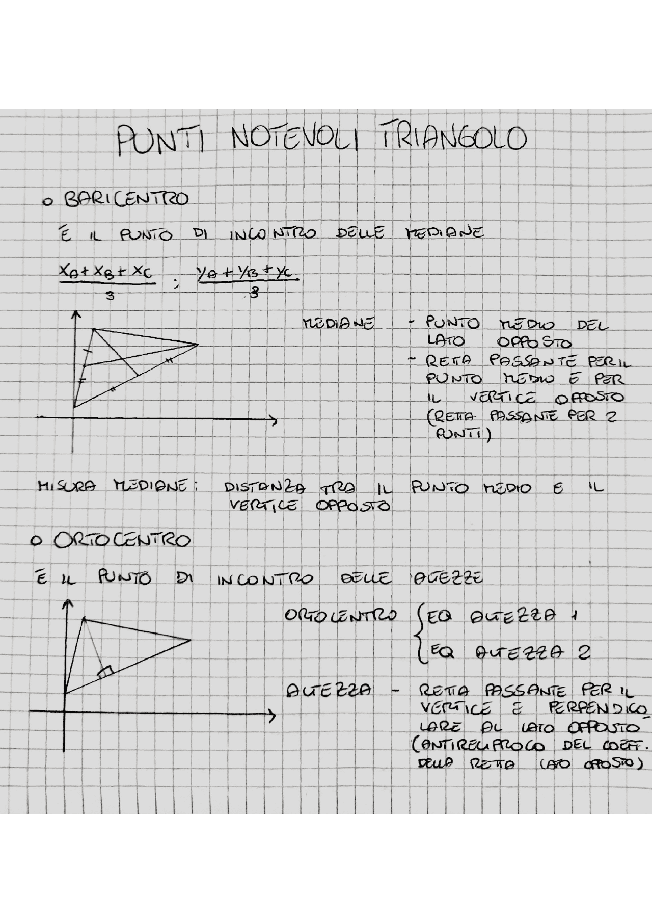 Punti notevoli del triangolo, baricentro, ortocentro, circocentro ...